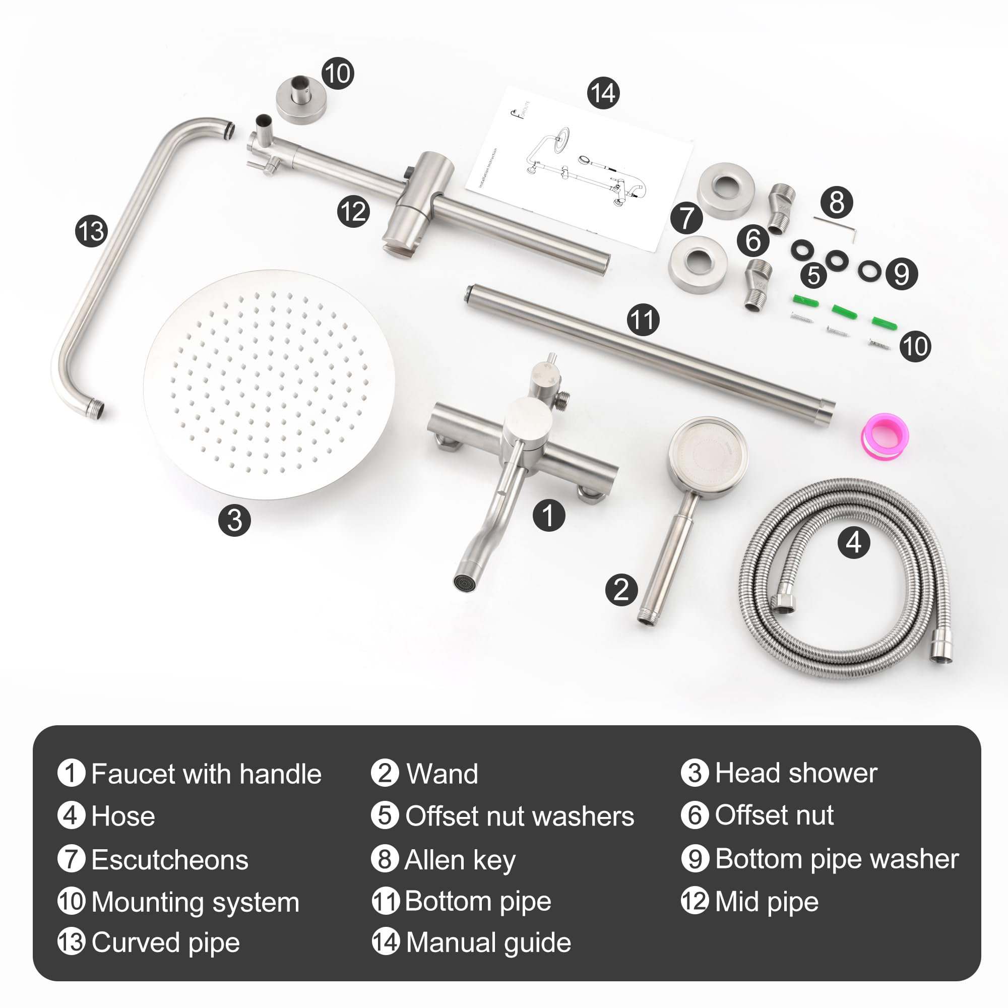 FESITY Complete Outdoor Shower System - SS304 Shower Head & High ...