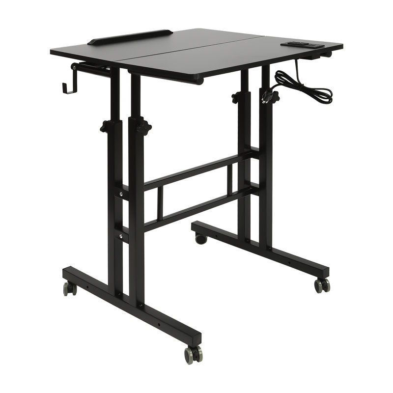 Inbox Zero Height Adjustable Rectangle Standing Desk with USB ...