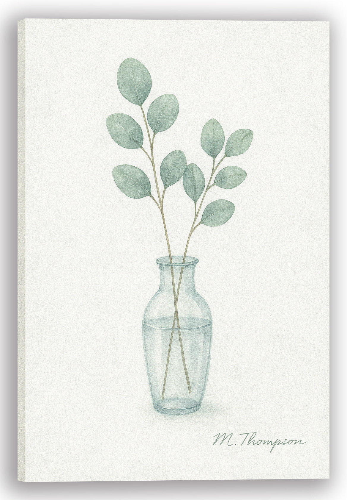 Ebern Designs Glass Vase with Eucalyptus – Minimalist Botanical Canvas ...