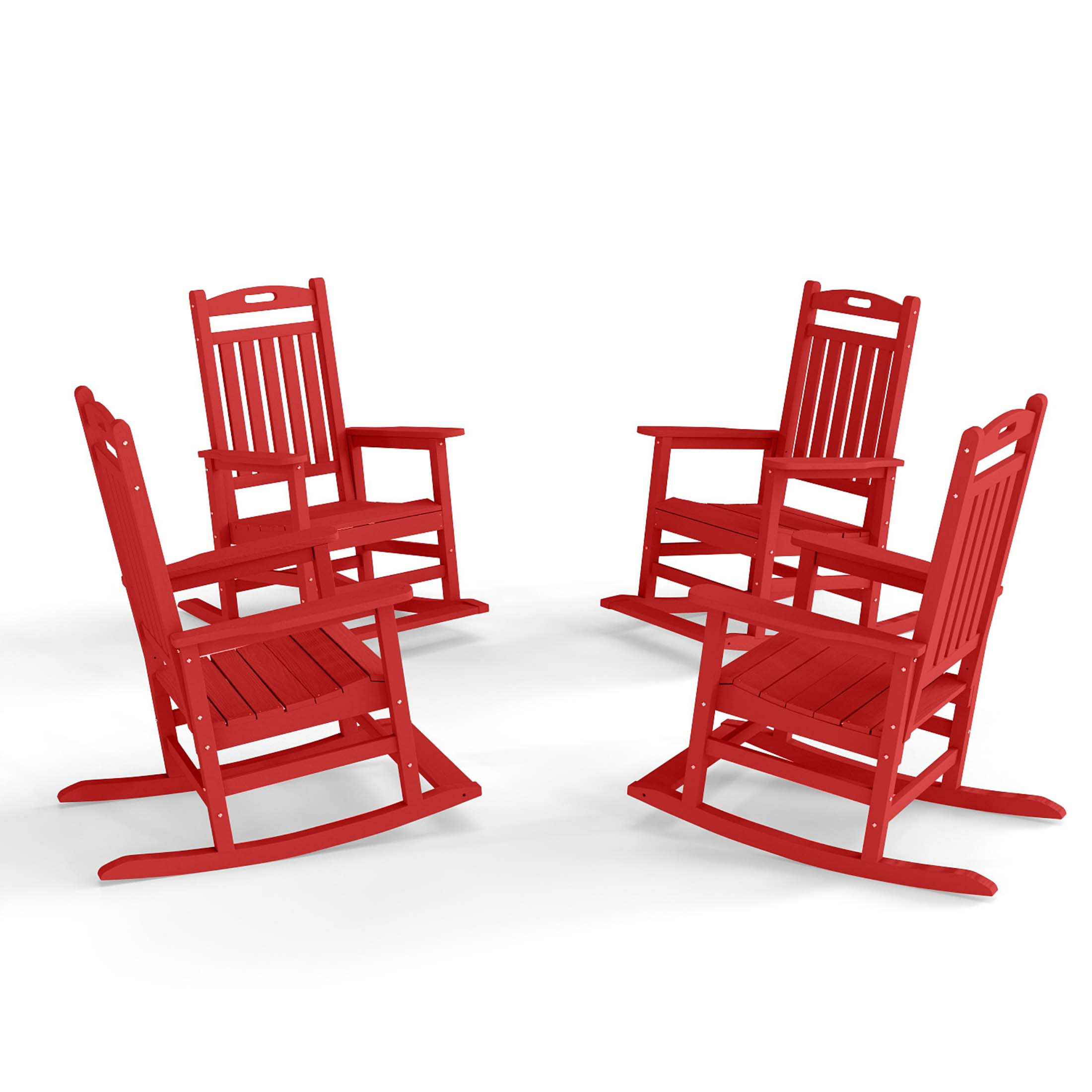 Lark Manor Outdoor HDPE Oversized Rocking Chair with Footboard(Set of 4 ...