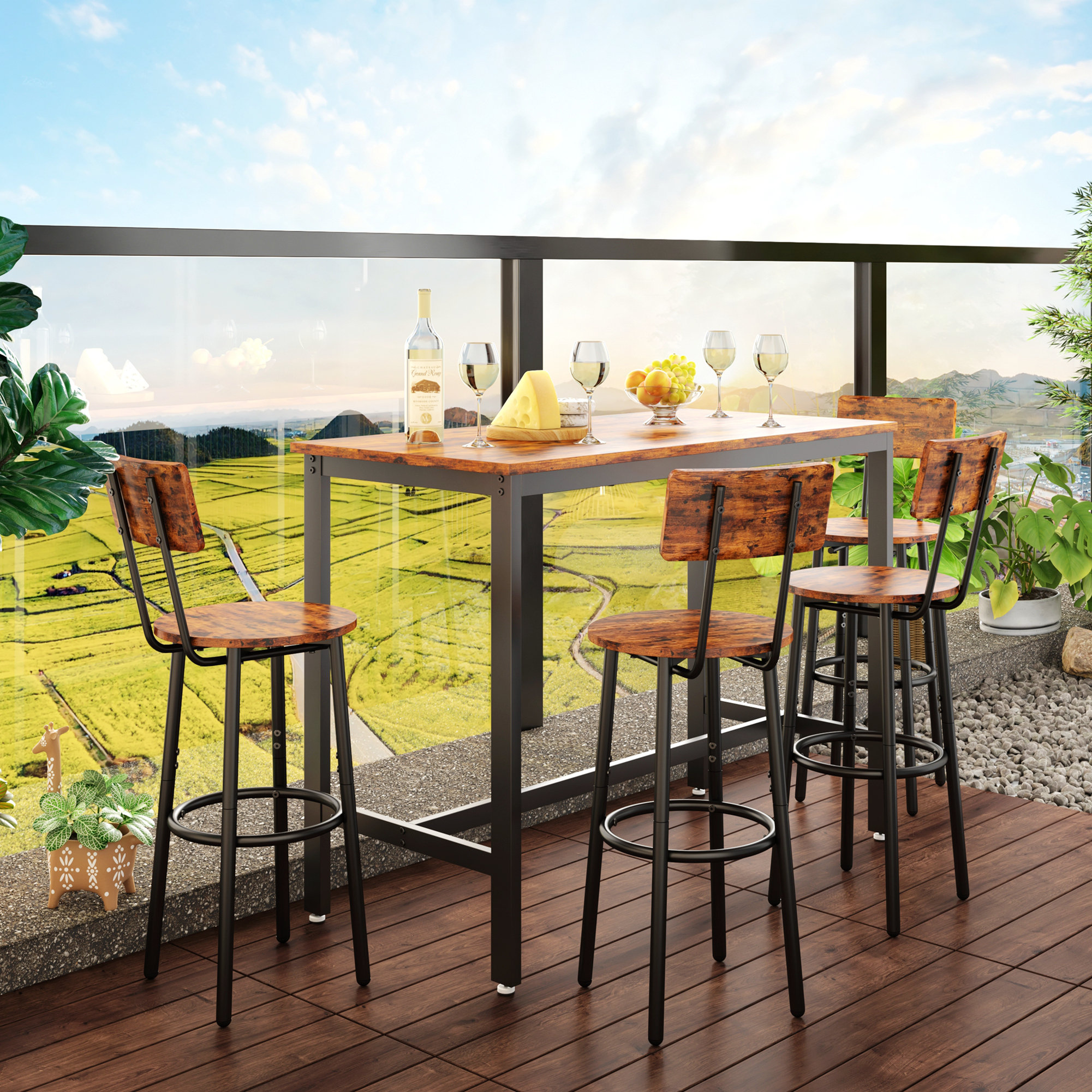 17 Stories Barchetta 4 - Person Counter Height Dining Set | Wayfair