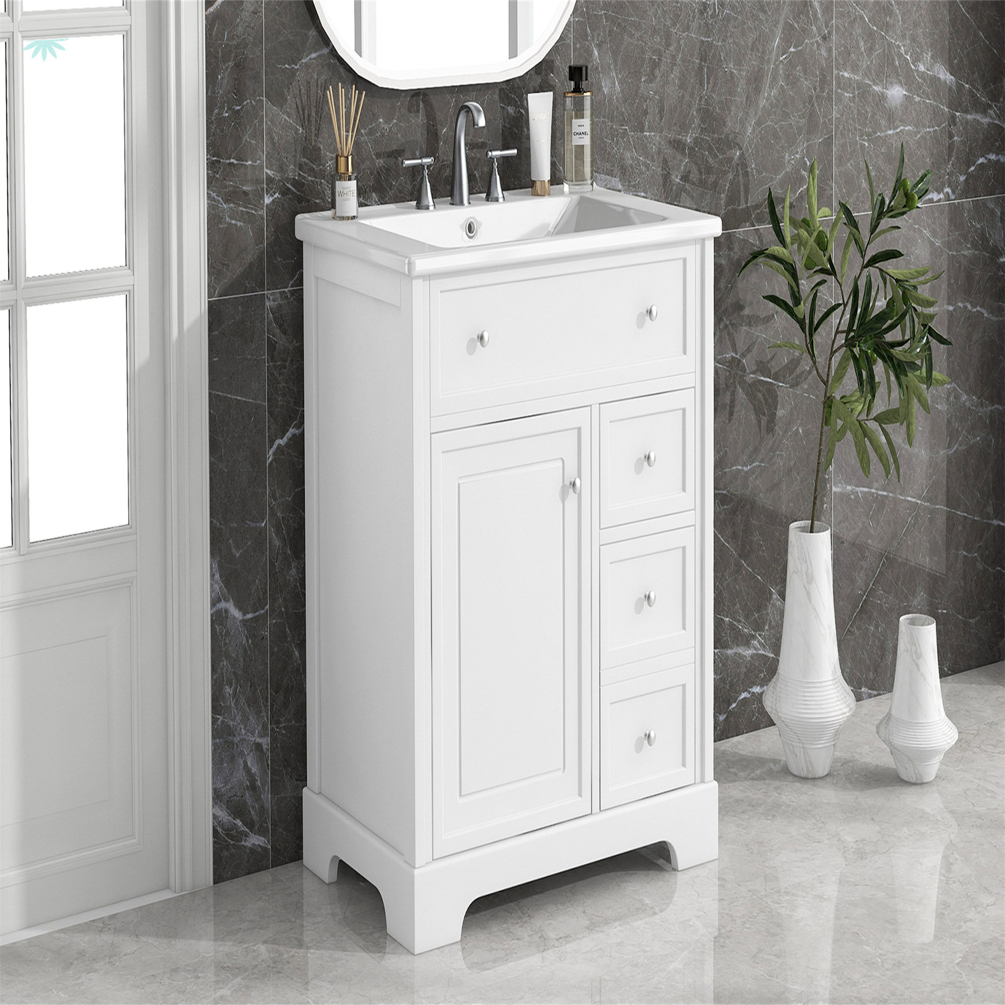 Latitude Run® Bathroom Vanity Cabinet with Door and Two Drawers | Wayfair