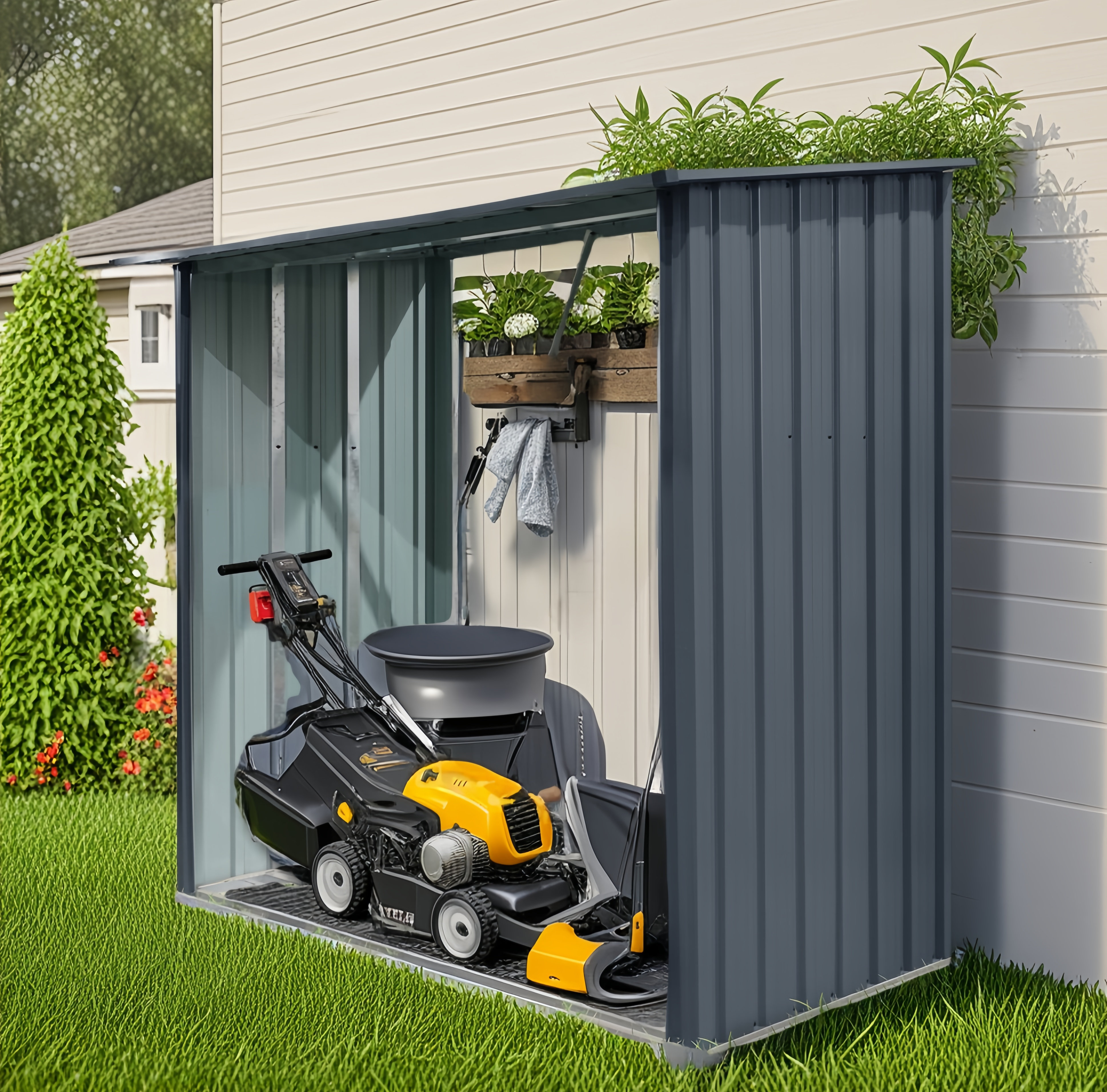 17 Stories 3Ft X 7Ft Outdoor Steel Firewood Rack,Open Wood Shed With ...