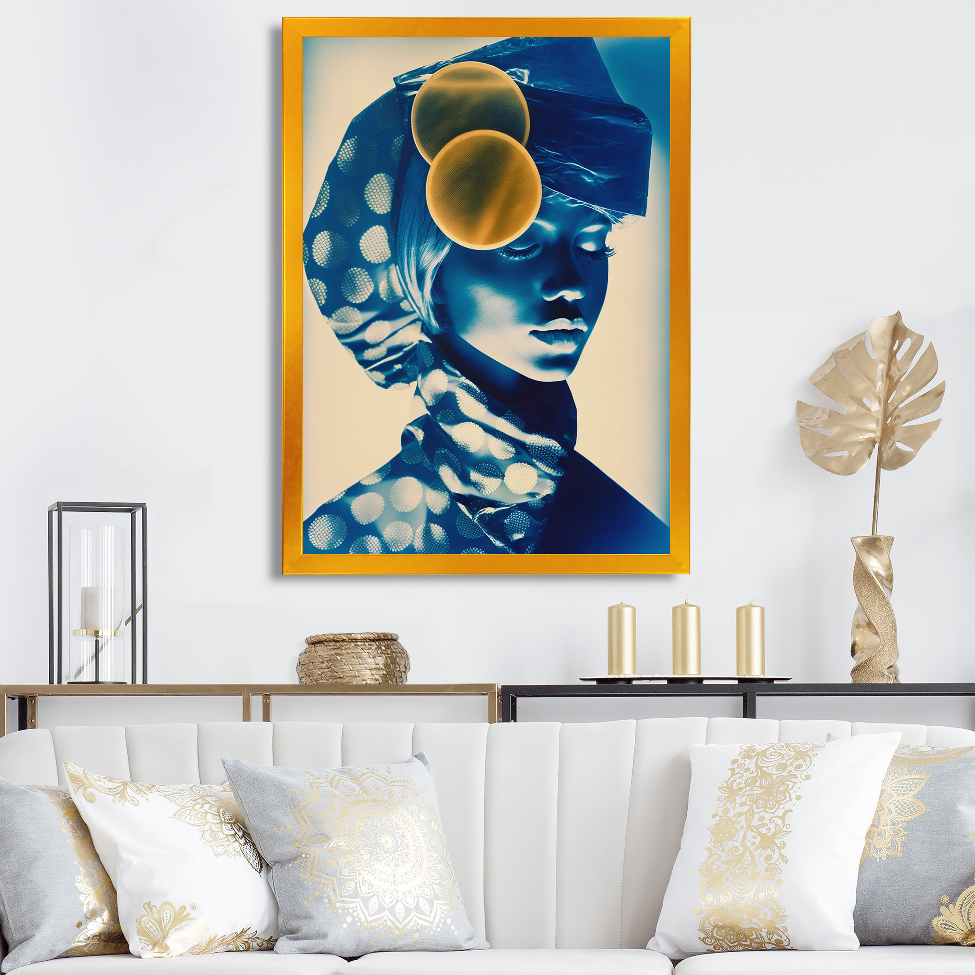 Mercer41 Edrea Avant Garde Model In Gold And Retro Blue IV On Canvas ...