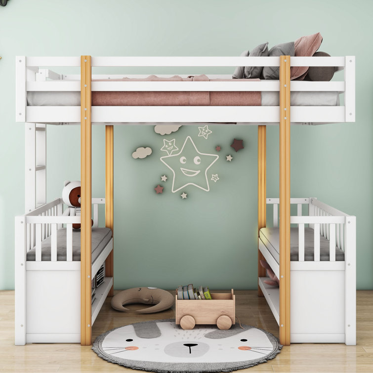 Harriet Bee Jamaro Twin Wood Loft Bed with 2 Seats by Harriet Bee | Wayfair