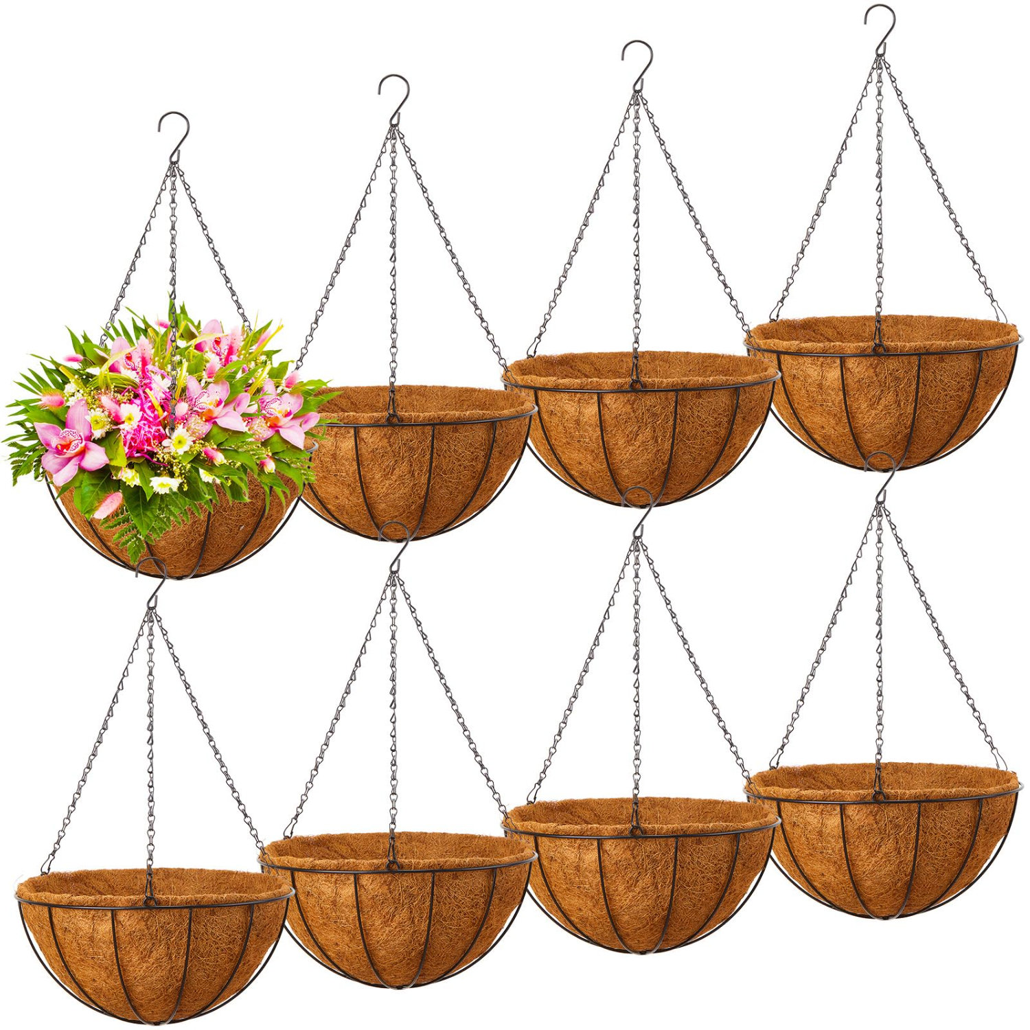 Dakota Fields Hanging Planters Metal Flower Pots Basket Holder With ...