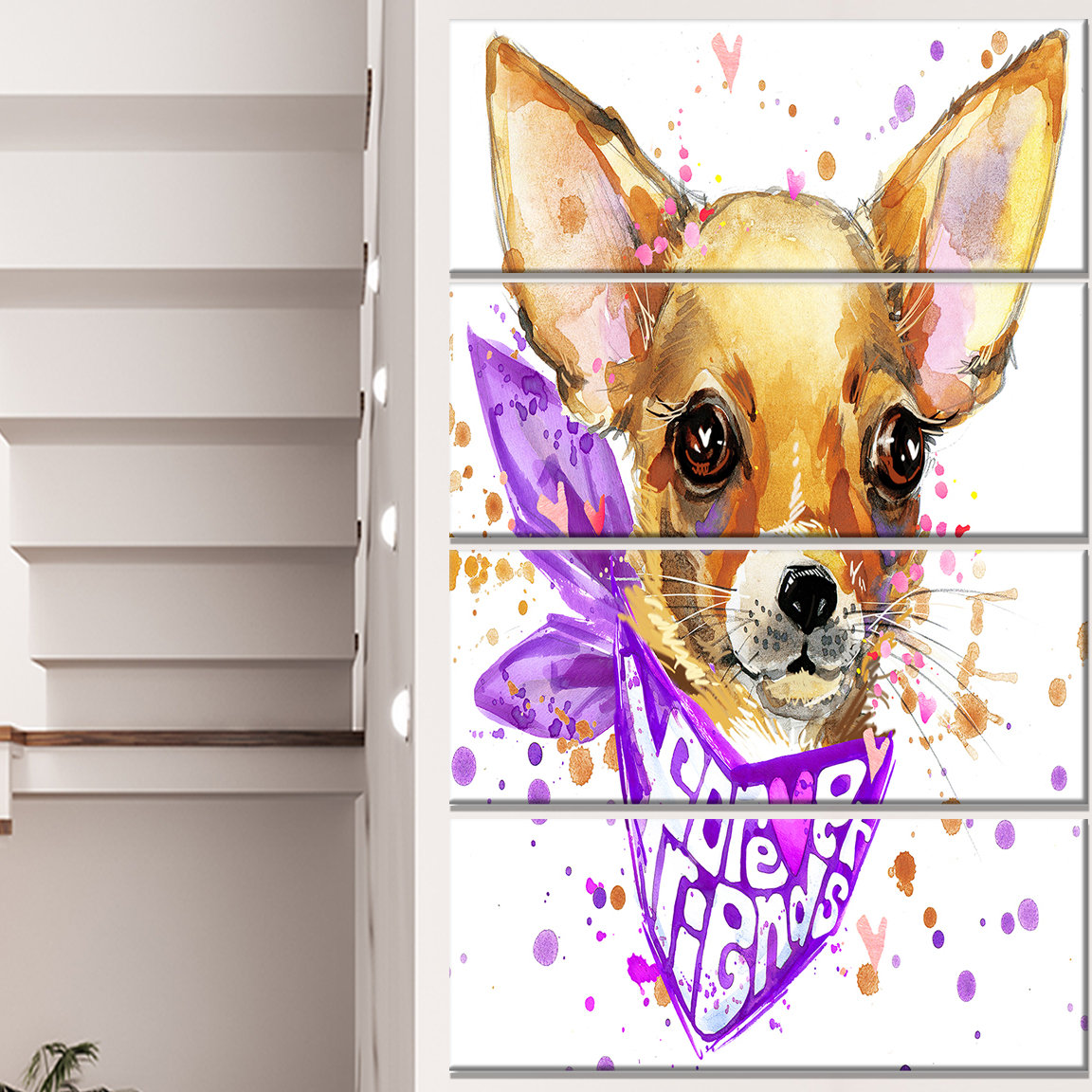 Design Art «Cute Puppy Dog with Neck Shawl», ensemble de 4 ...