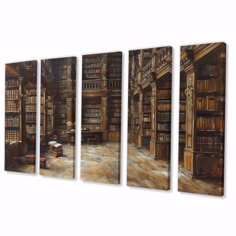 Winston Porter Brown Beige Vintage Library Books II - Libraries Wall ...