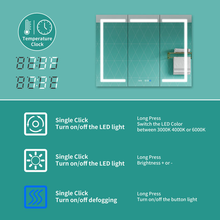 Brayden Studio® Amreece 48'' W Frameless LED Medicine Cabinet with ...