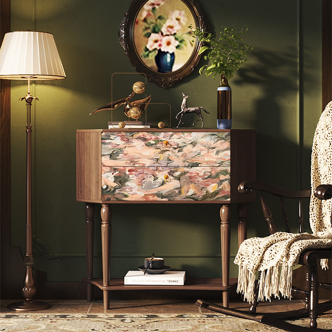 DURBIL Walnut Wood Storage Cabinet with Drawers | Wayfair