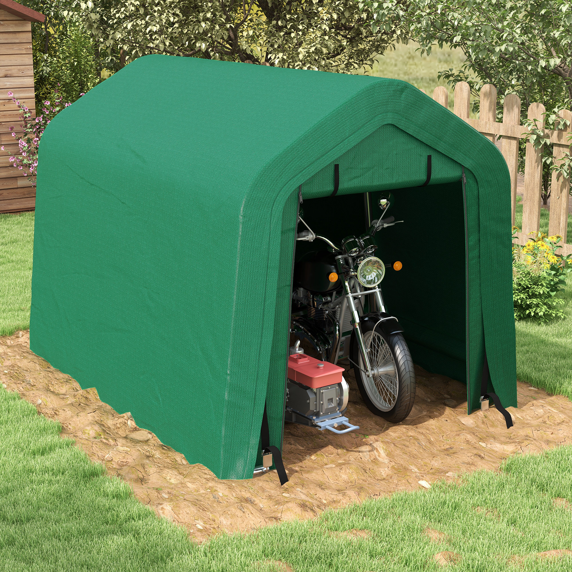 Outsunny 8'x6' Outdoor Storage Shelter with Roll Up and Zipper Door ...