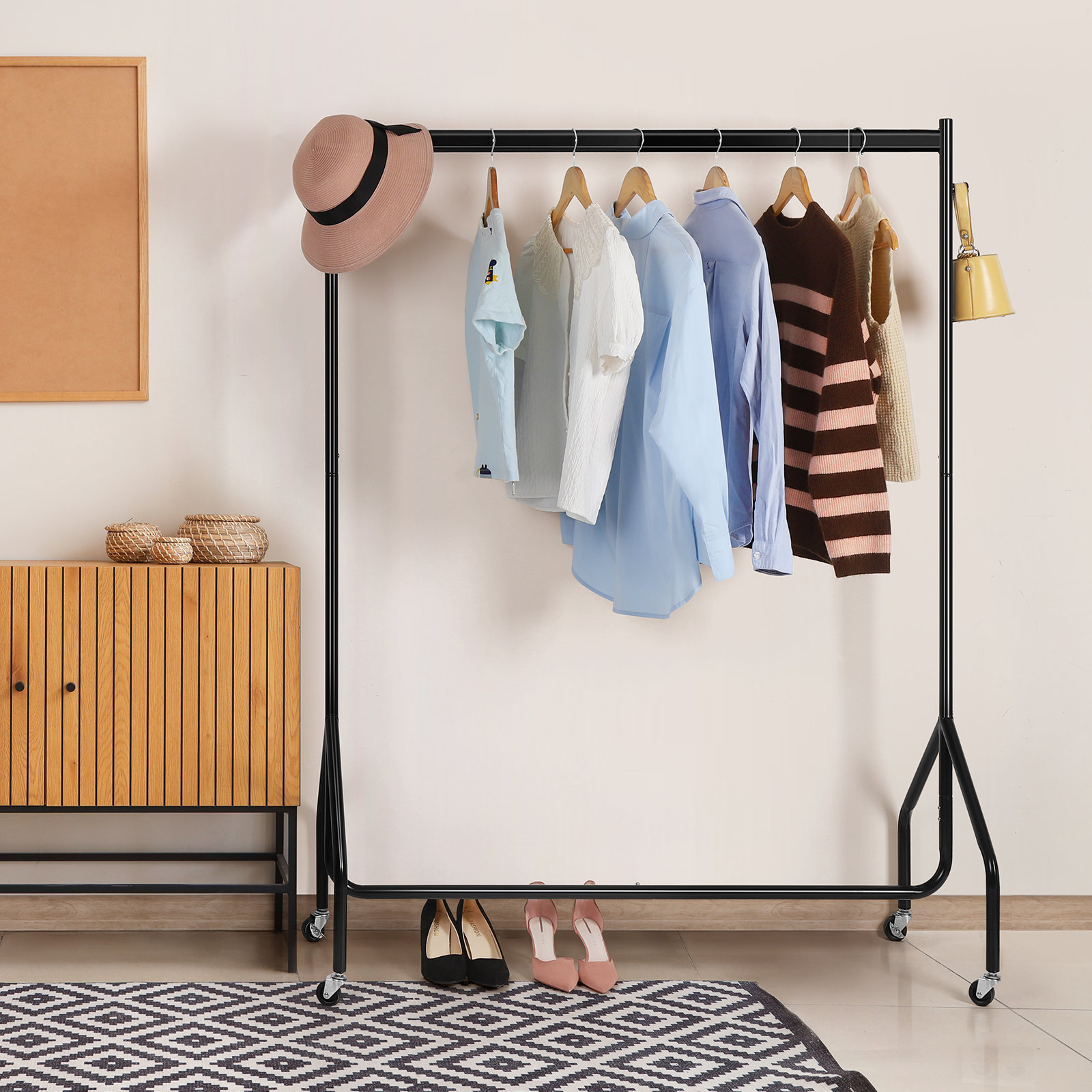 Rebrilliant Space-Saving Clothing Rack - Compact Heavy-Duty Small ...