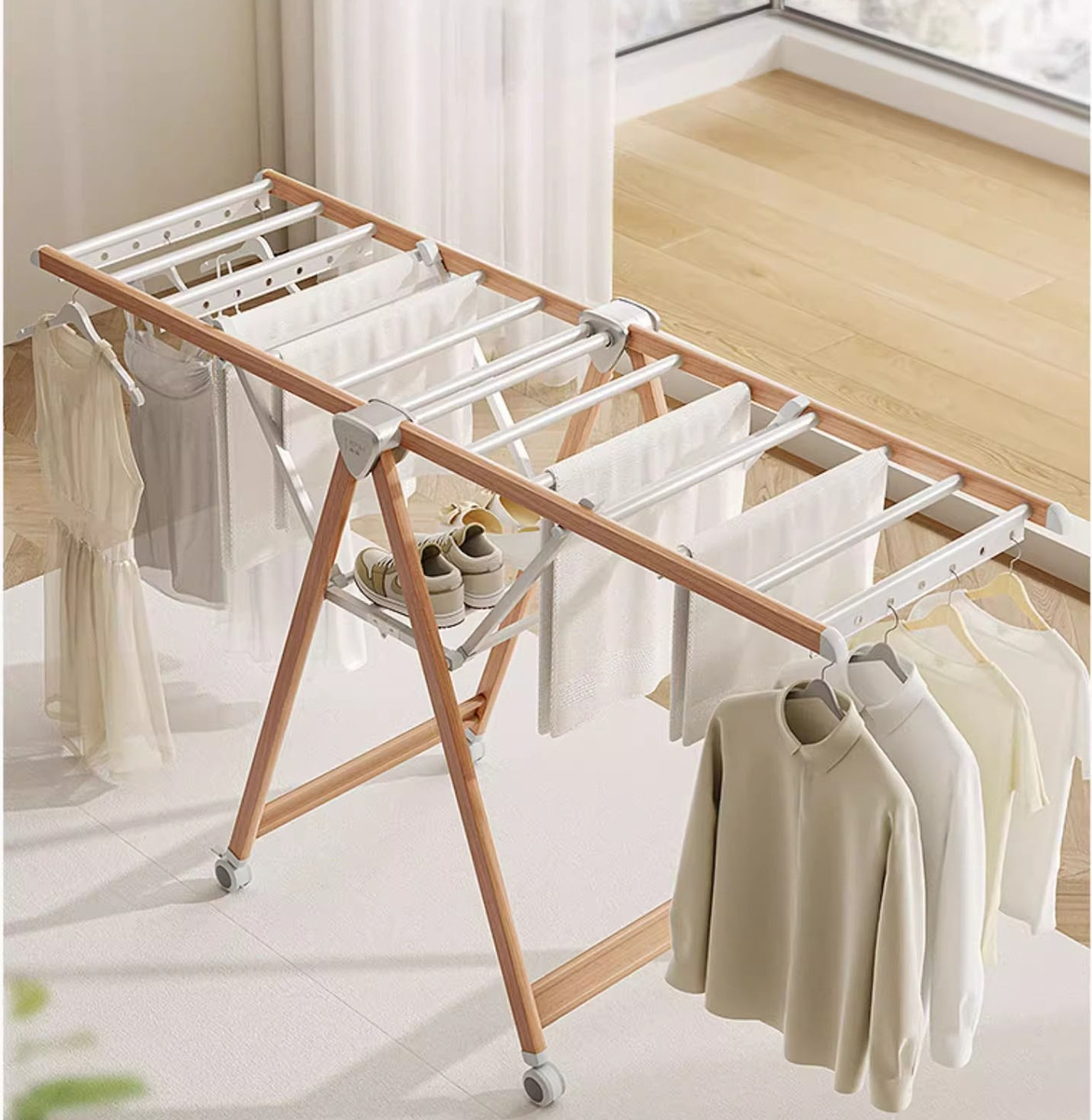 Meta Tarmor Floor-Standing Foldable And Movable Indoor Balcony Clothes ...