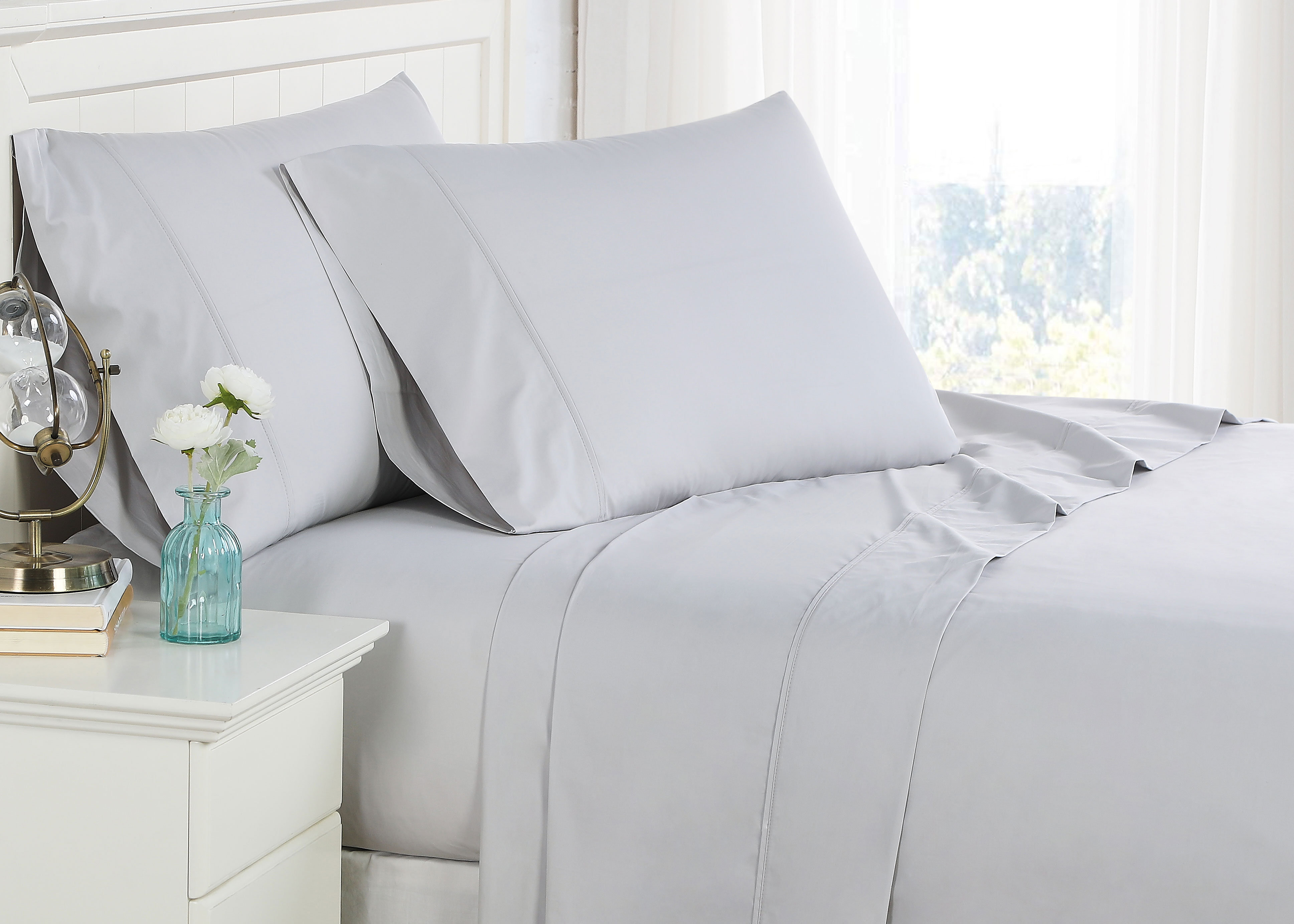 SouthShore Fine Linens Curtia 300 Thread Count 100% Cotton Percale ...