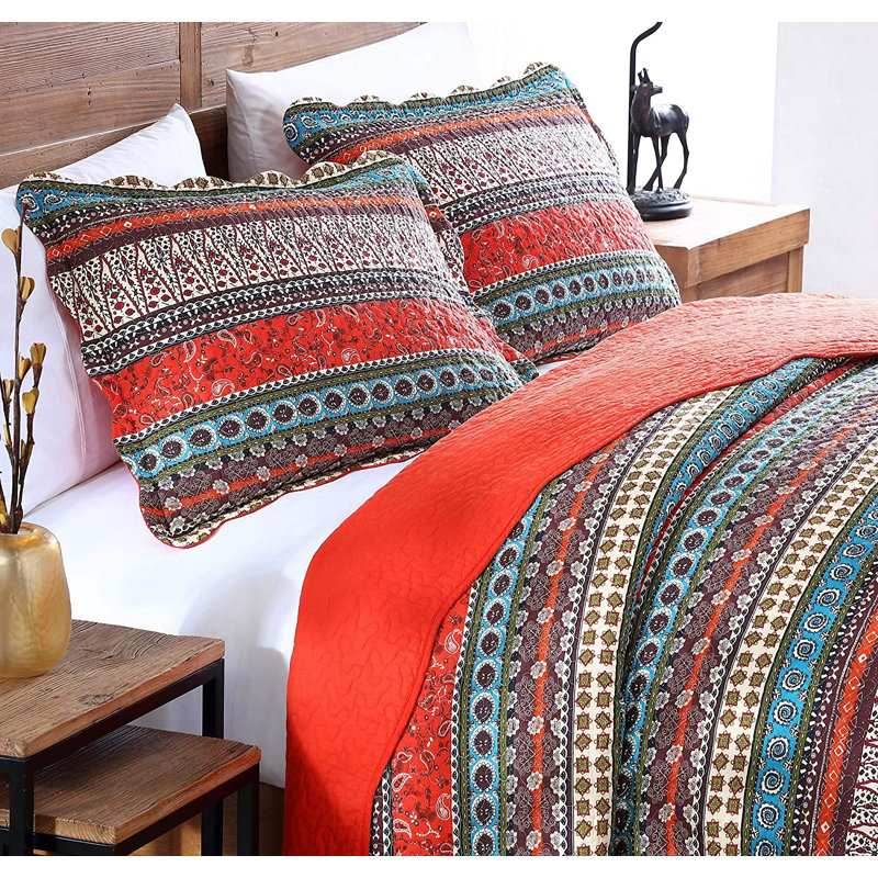 Chezmoi Collection Boho Floral Cotton Reversible Quilt Set "& Reviews ...