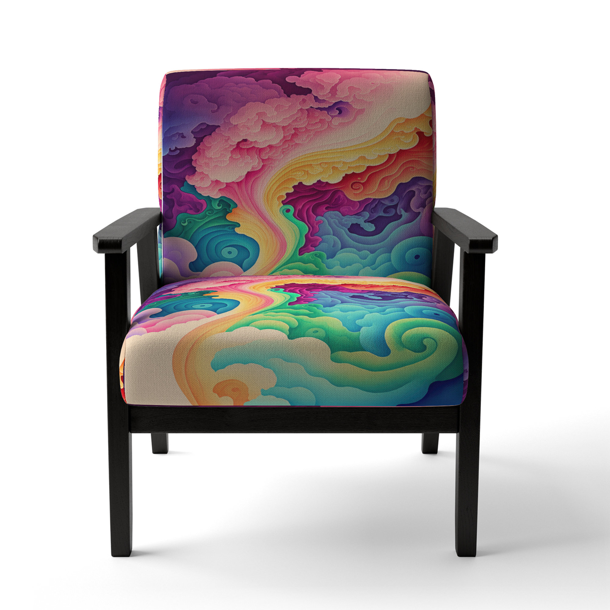 Design Art Multicolor Swirly Clouds II - Upholstered Modern Arm Chair ...
