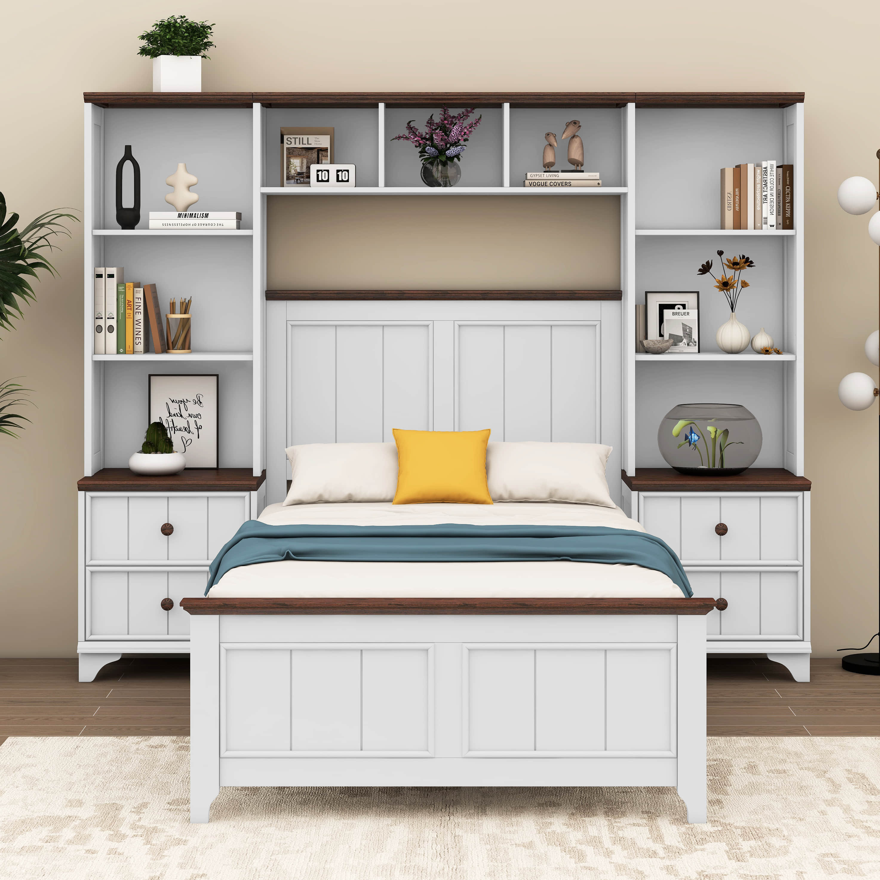 Red Barrel Studio® Solid Pine Wood Platform Bed With All-In-One 2 ...