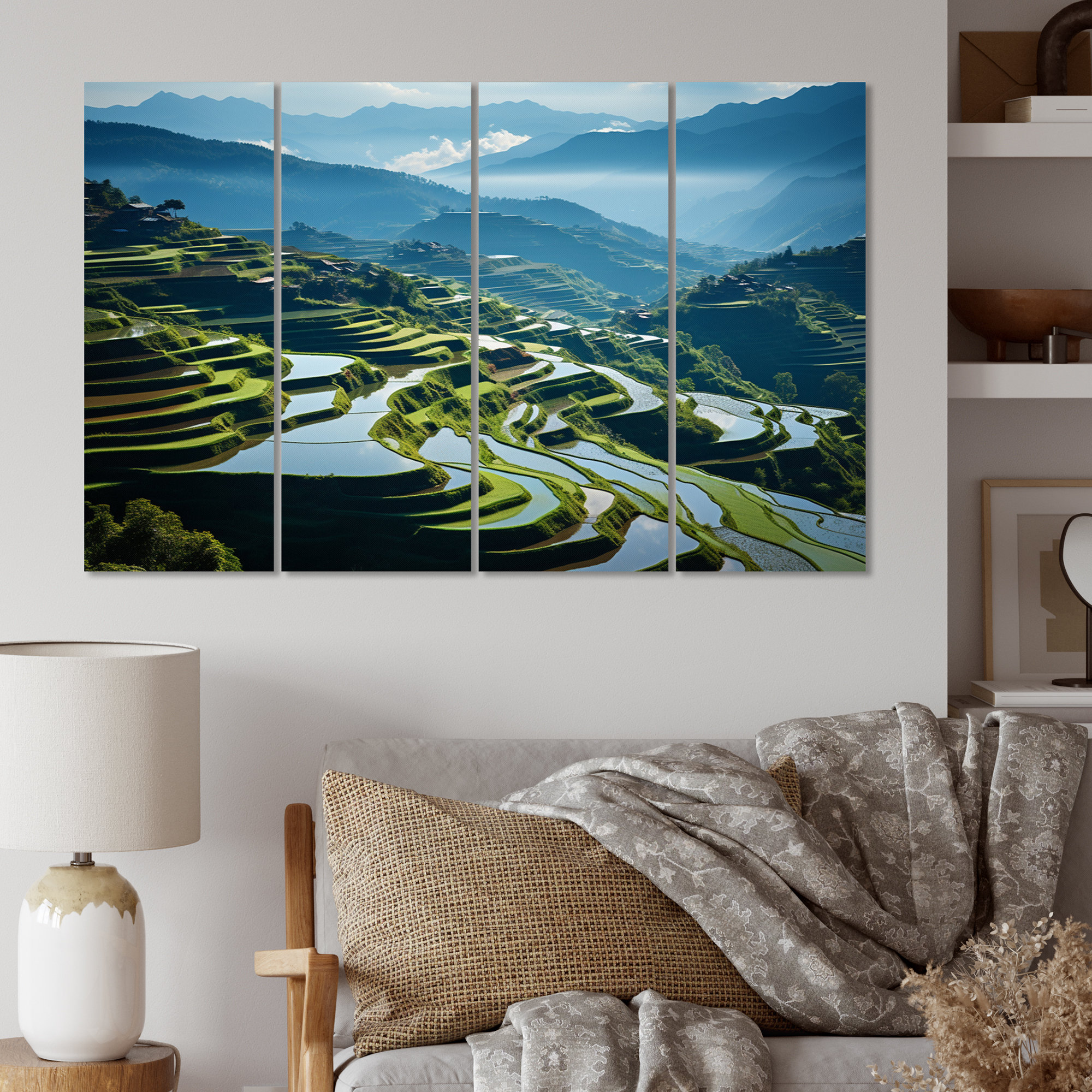 Design Art China Azure Rice Terraces II - Chinese Metal Wall Decor Set ...