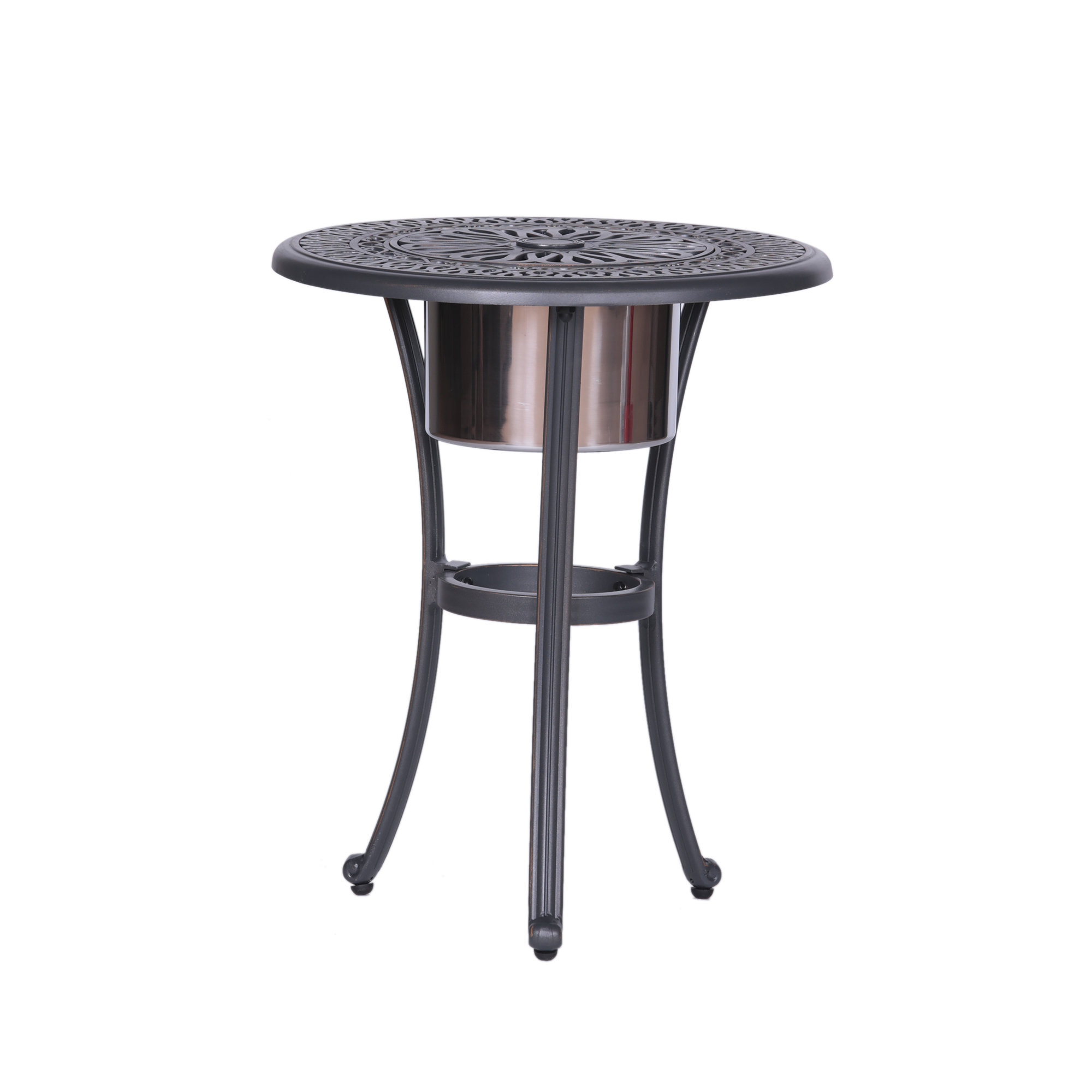 Astoria Grand Outdoor Ice Bucket Side Table, Aluminum Frame, French ...