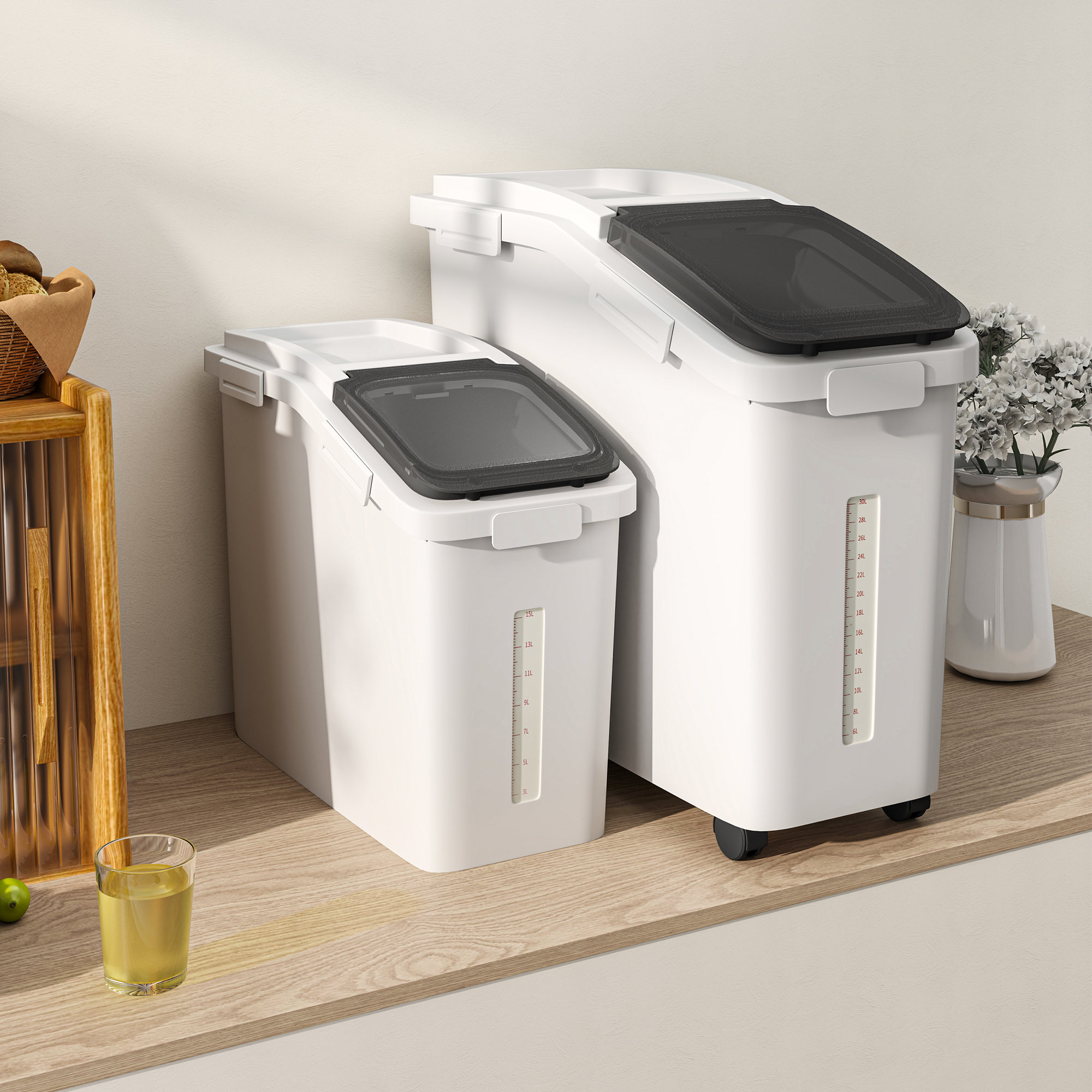 Balconera 65L/117Lbs Large Ingredient Storage Bins Commercial 11.4+5.8 ...