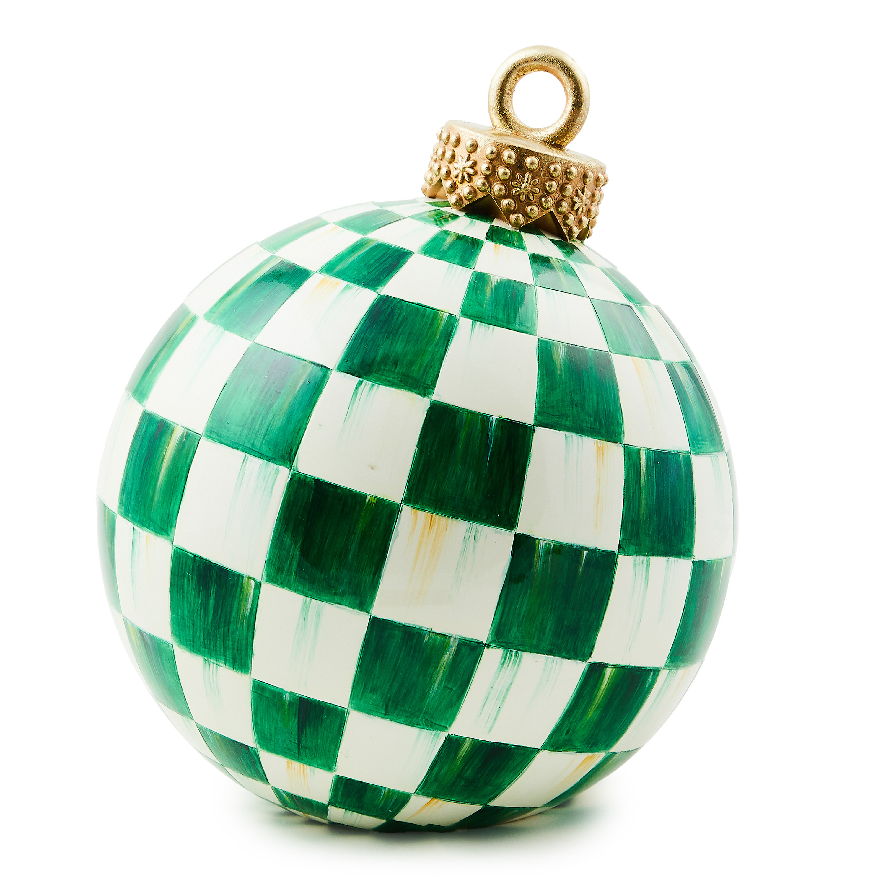 MacKenzie-Childs Dark Green Check Tabletop Ornament | Wayfair