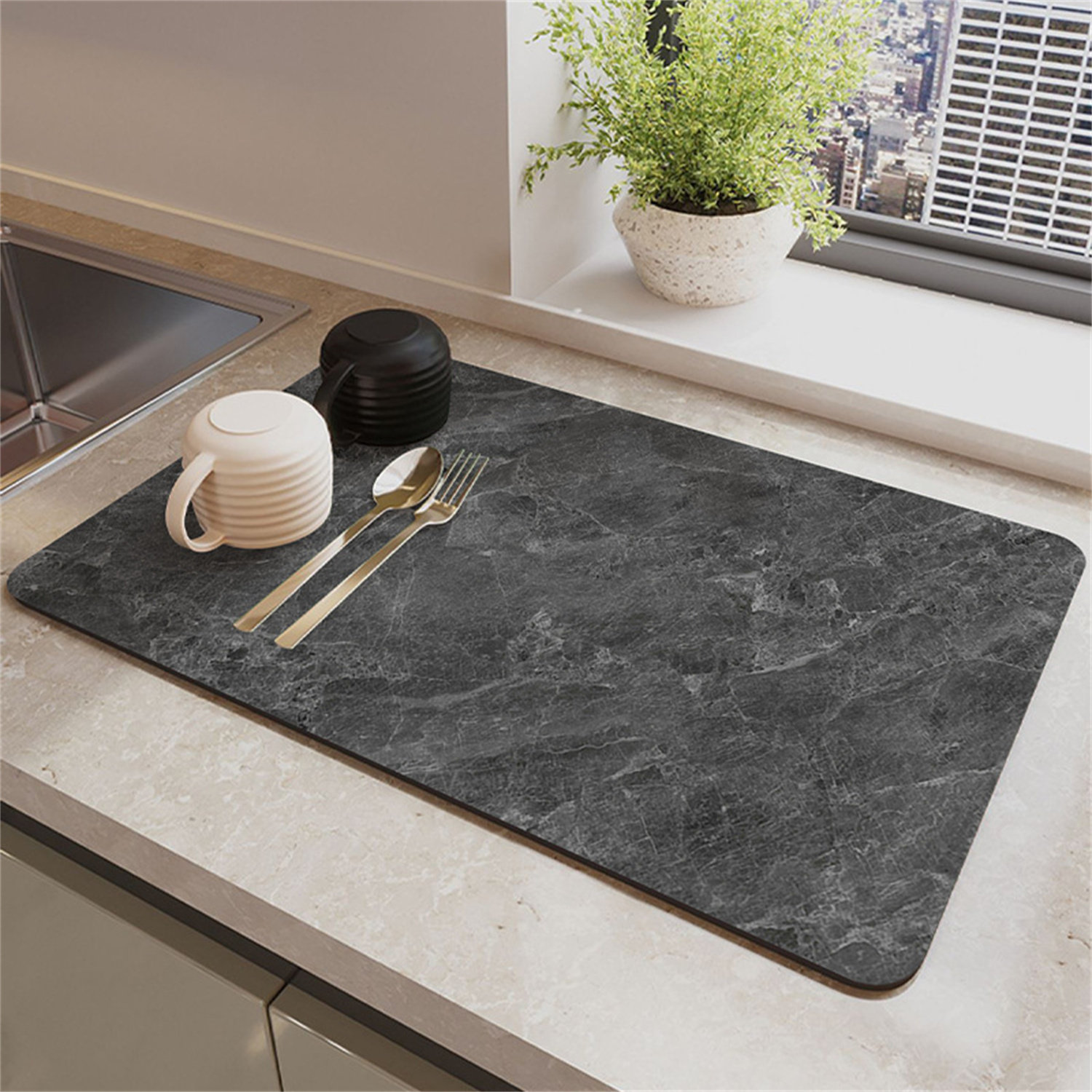 ColourTree Dish Drying Mat Super Absorbent Hide Stain Dish Drying Pad ...