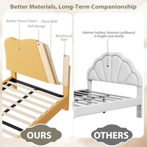 George Oliver Leno Upholstered Metal Slat Bed | Wayfair