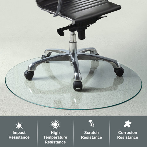 Fab Glass and Mirror Round Tempered Glass Chair Mat For Hardwood Floor ...