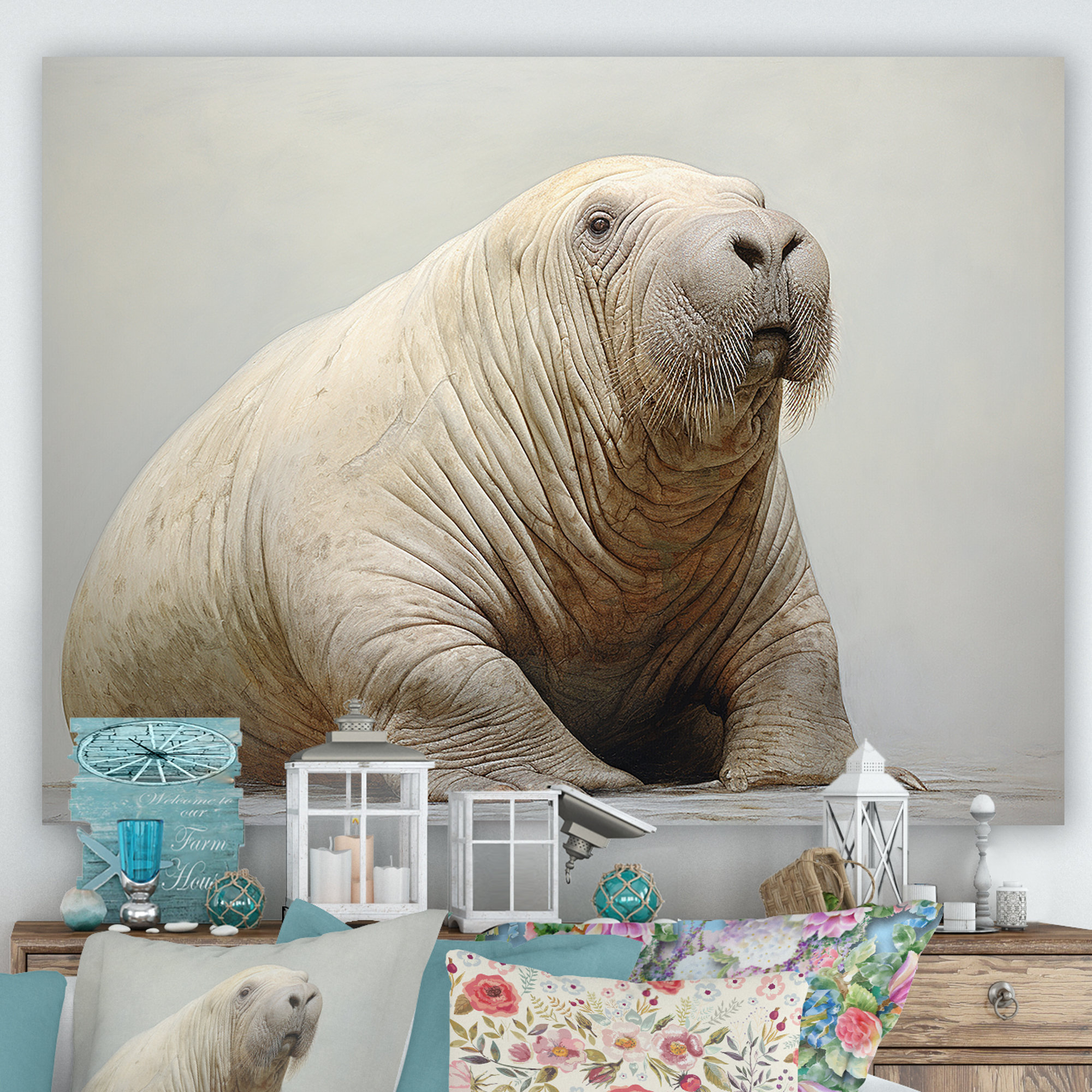 Design Art Lazy Walrus Habitat V - Walrus Canvas Wall Art | Wayfair