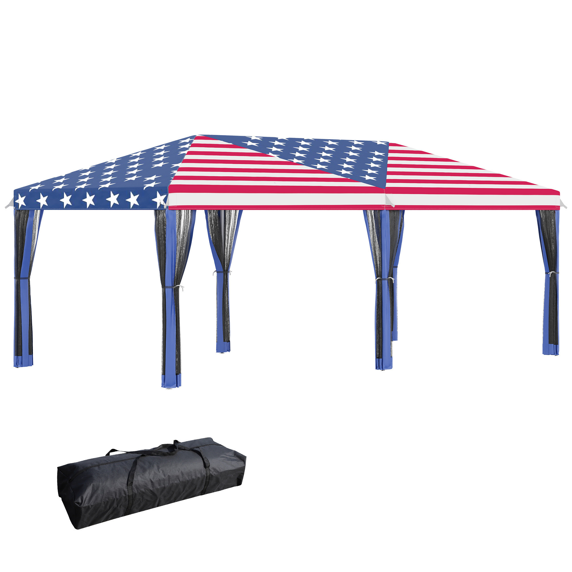 TPPRLLC Heavy Duty Steel Canopy Sun Shelter American Flag Outdoor Use ...