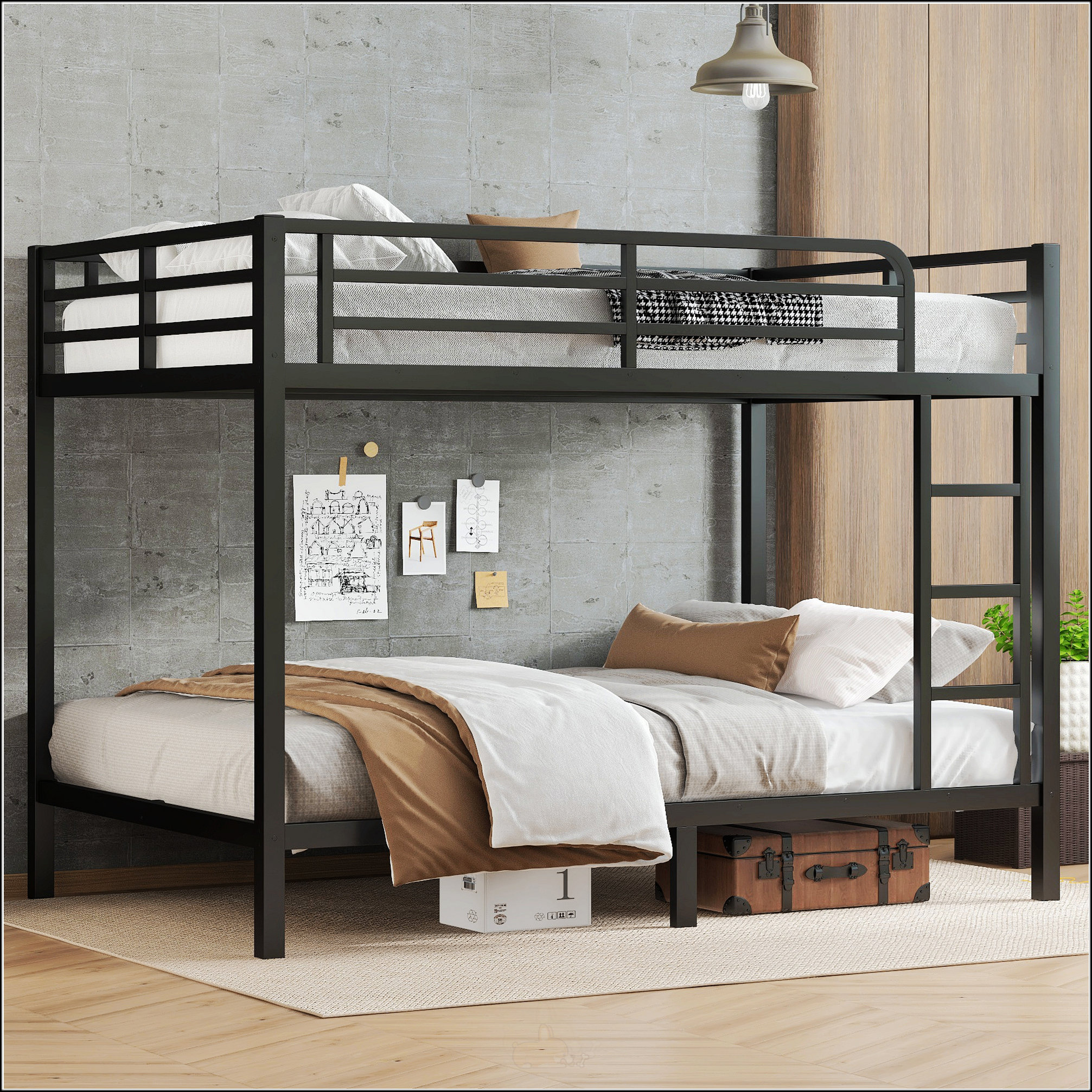 Latitude Run® Metal Full XL Over Full XL Bunk Bed | Wayfair