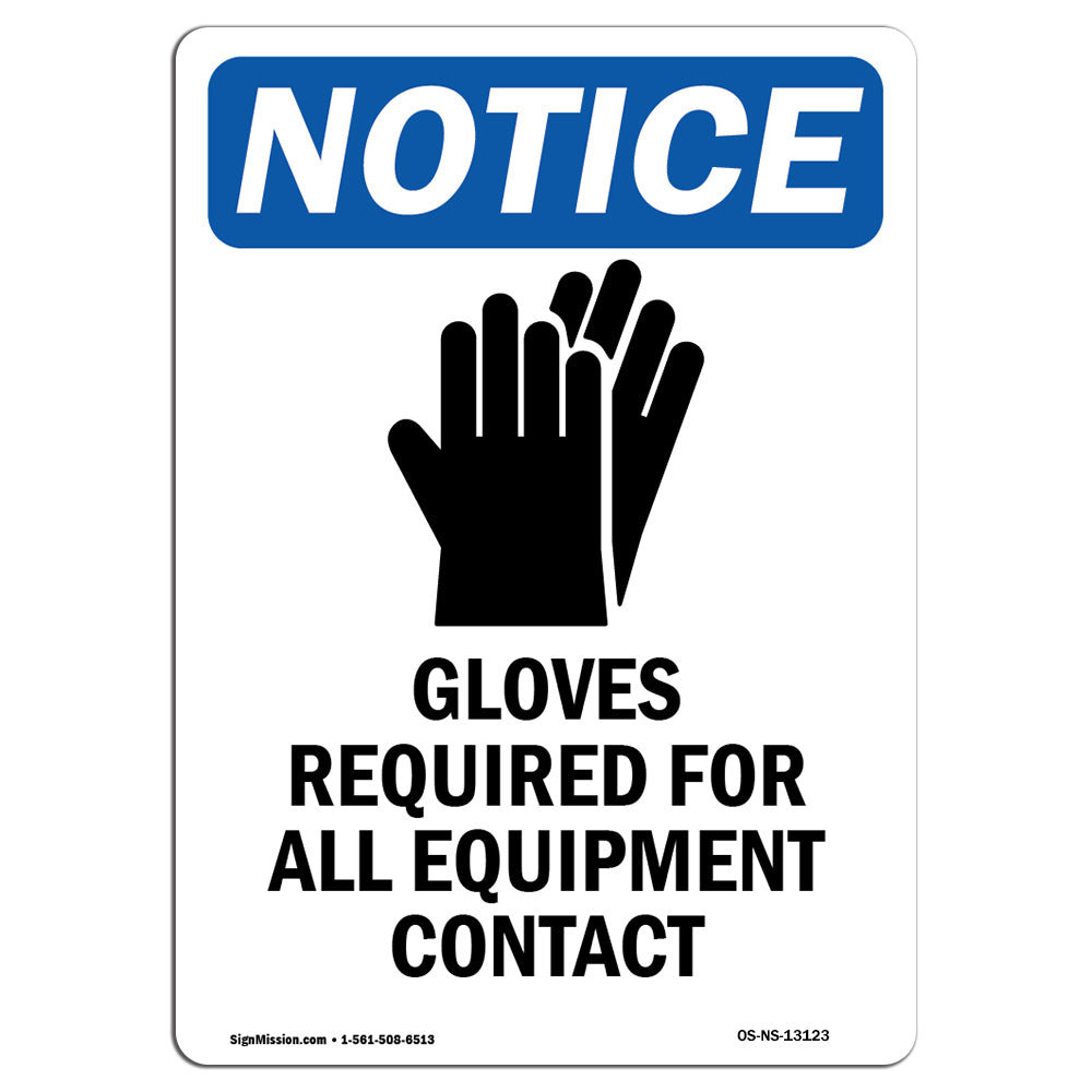 SignMission OSHA Notice - Gloves Required For Sign With Symbol | Heavy ...