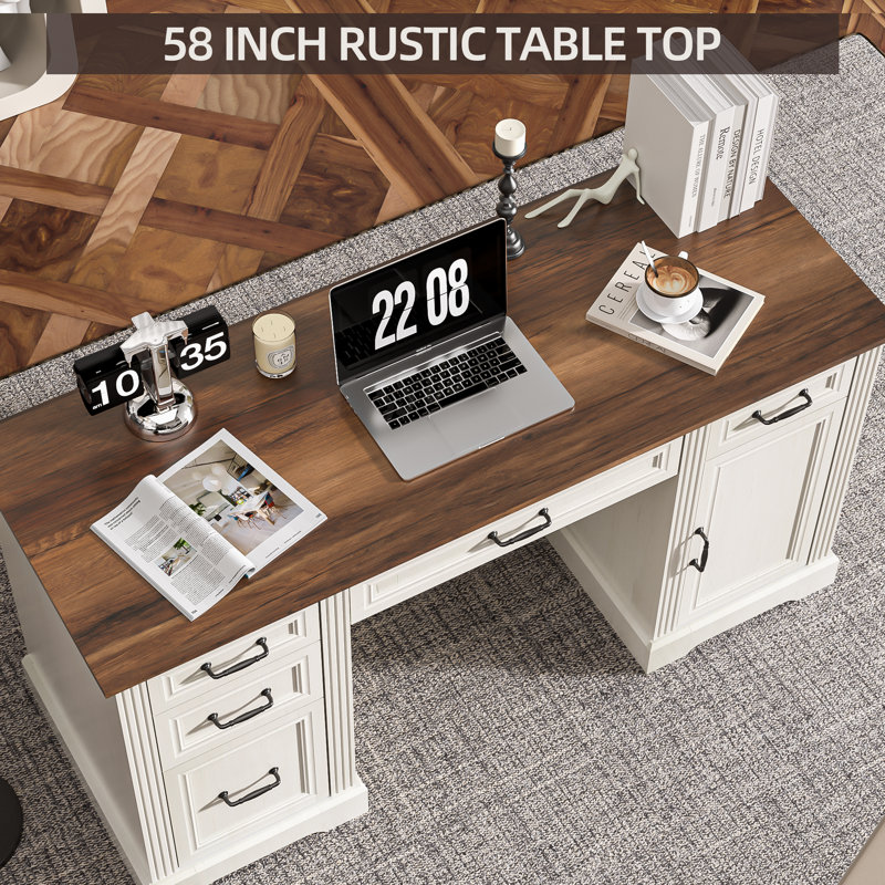 Lark Manor™ Lark Manor 58" Executive Desk, Home Office Desk with ...