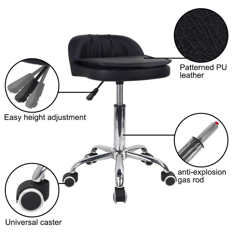 Inbox Zero Louisha Backed Adjustable Height Ergonomic Lab Stool with ...
