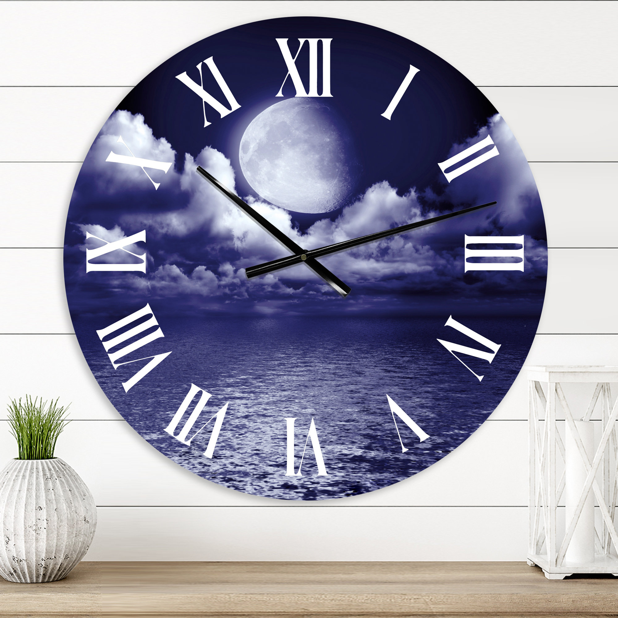 East Urban Home Full Moon In Cloudy Night Sky V - Nautical & Coastal ...