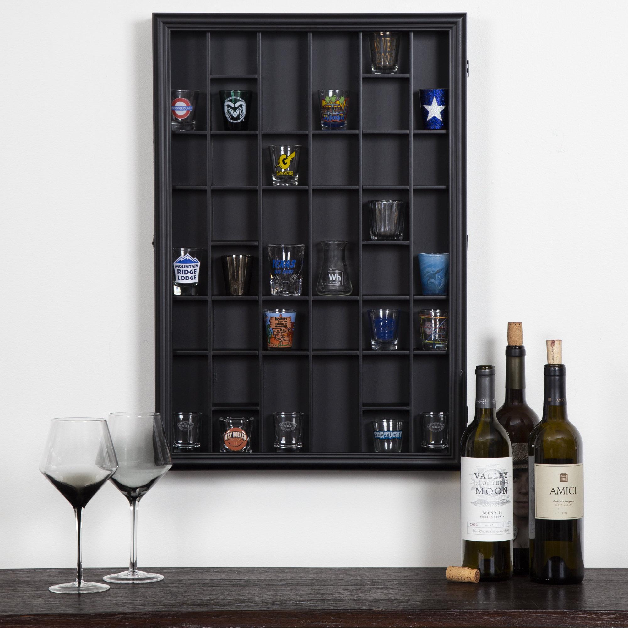 Gallery Solutions 26'' x 18" Wall Mount Curio & Shot Glass Display Case ...