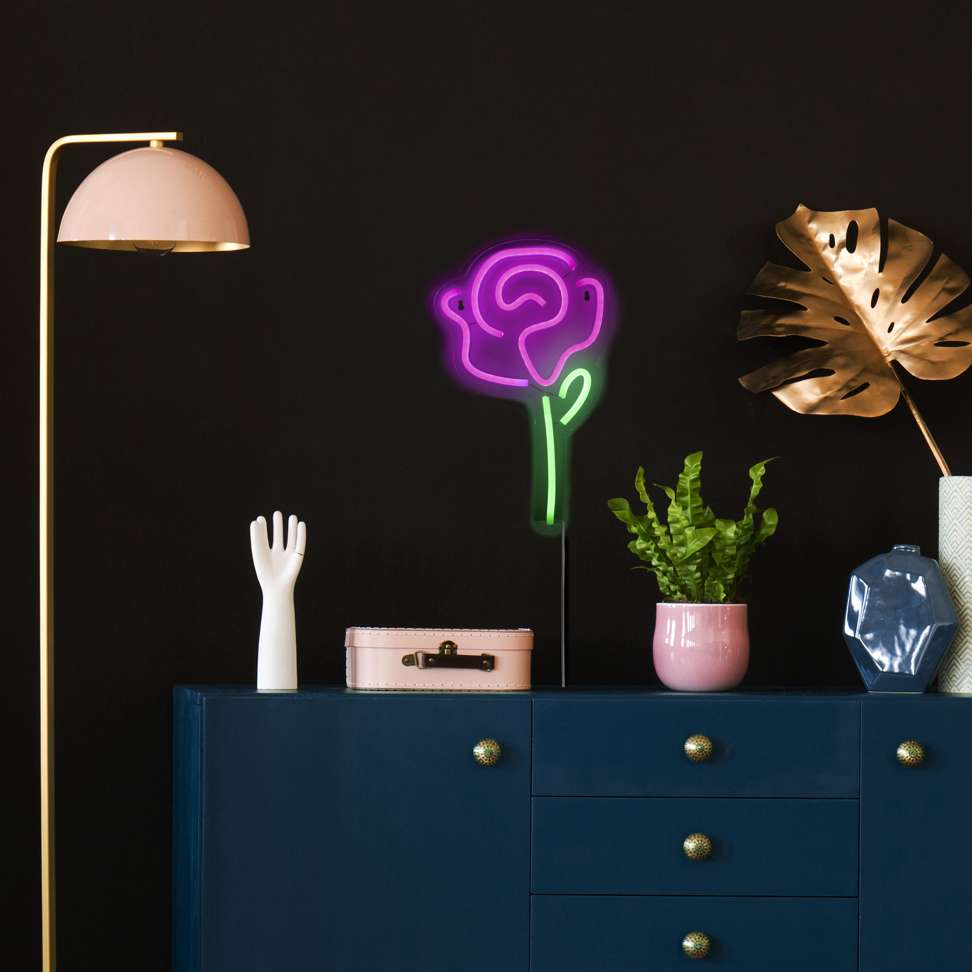 Northlight Seasonal 15" LED Neon Style Rose Wall Sign | Wayfair