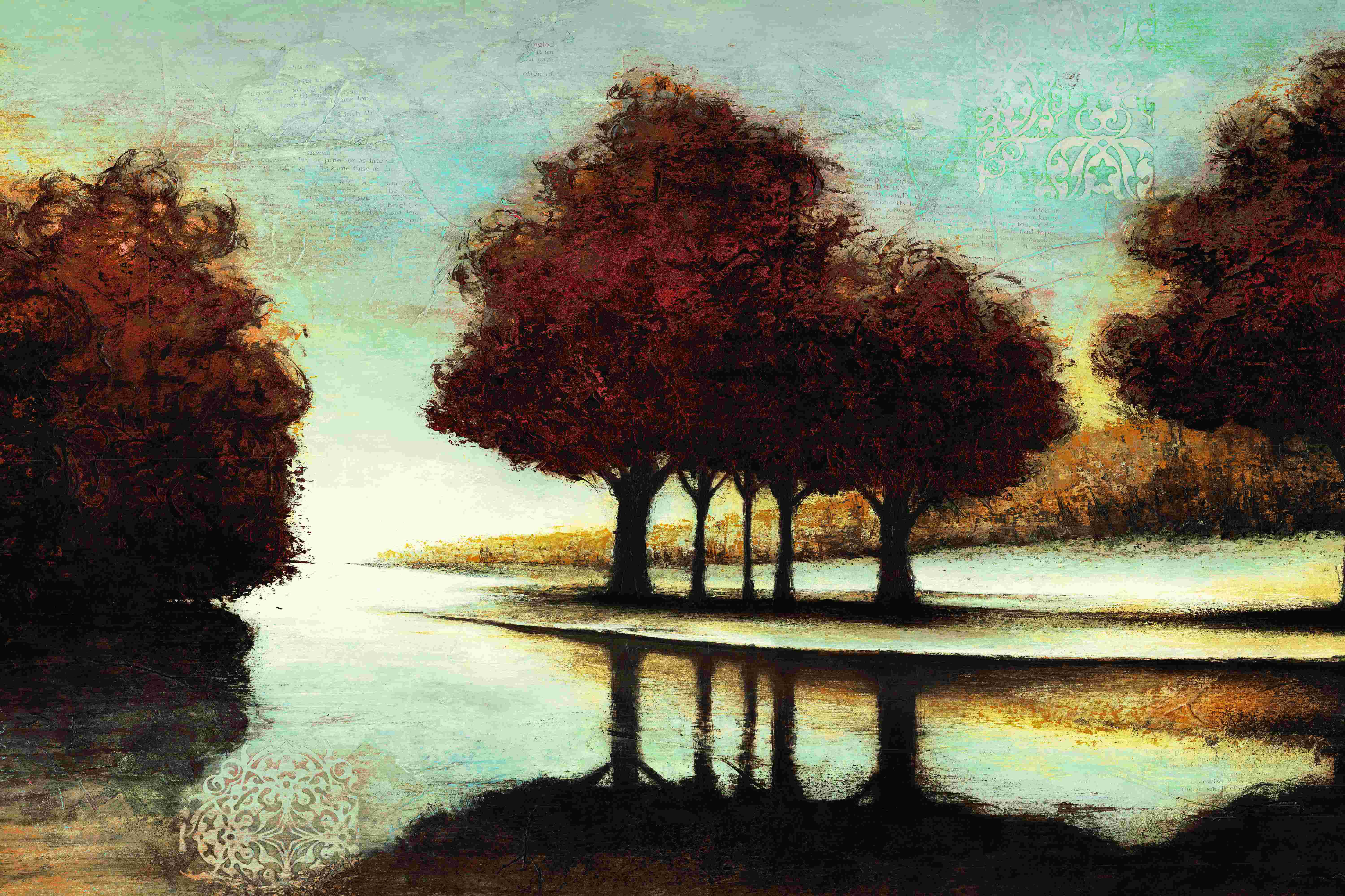 Winston Porter Trees by the Water - Wrapped Canvas Print | Wayfair