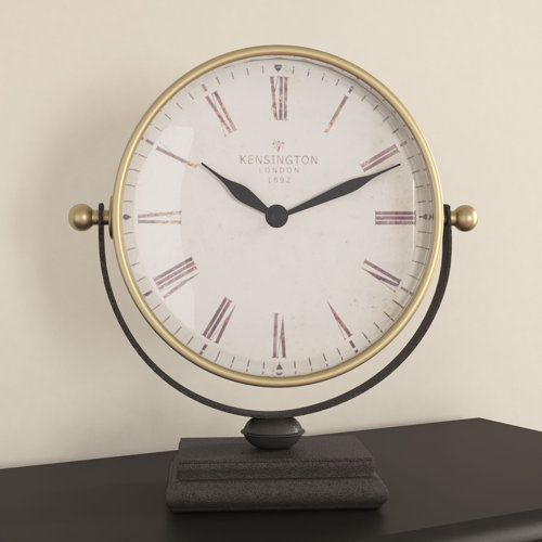 Lark Manor Roman Numeral Metal Quartz Movement / Crystal Tabletop Clock ...