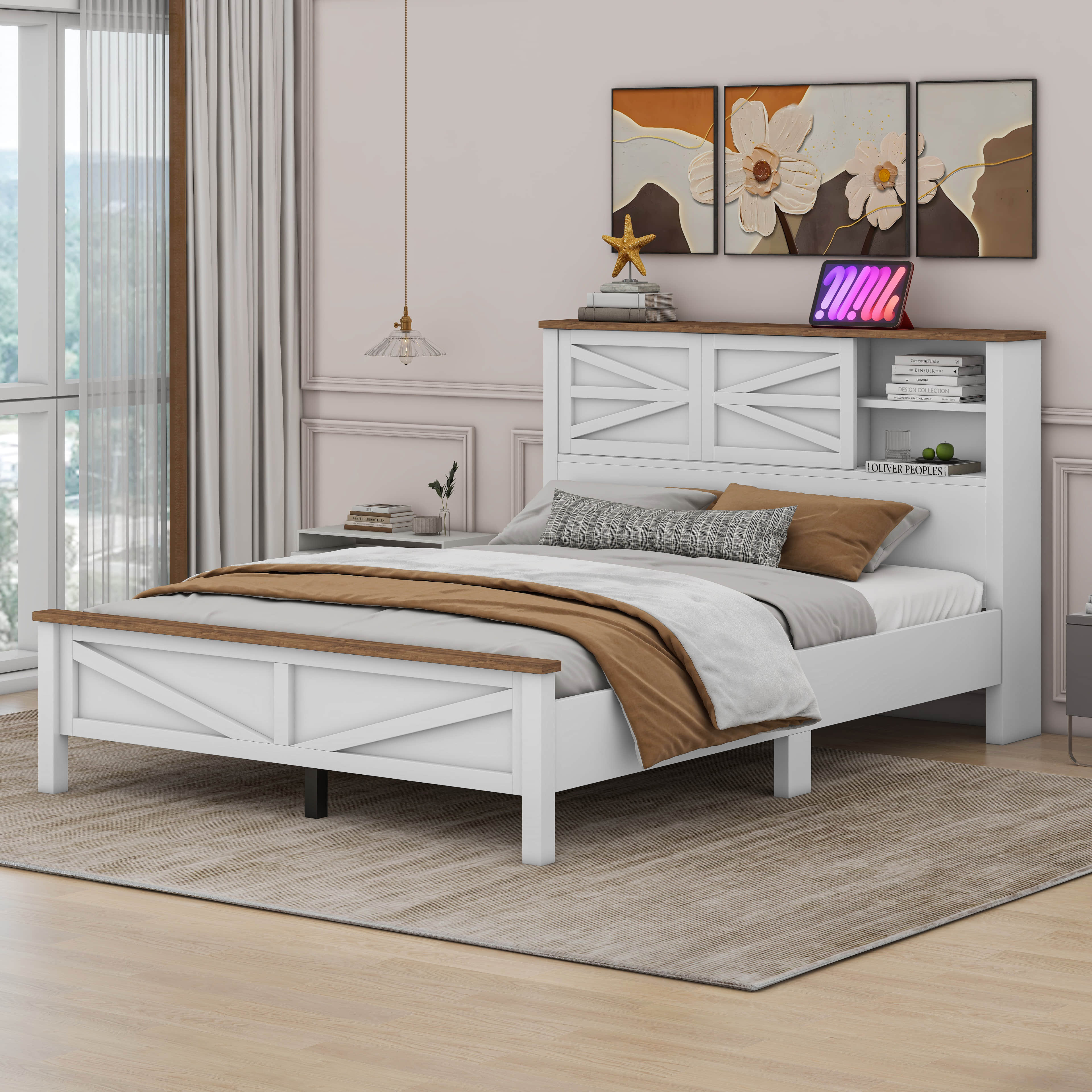 August Grove® Cyriacos Queen Size Rustic Wood Farmhouse Platform Bed ...