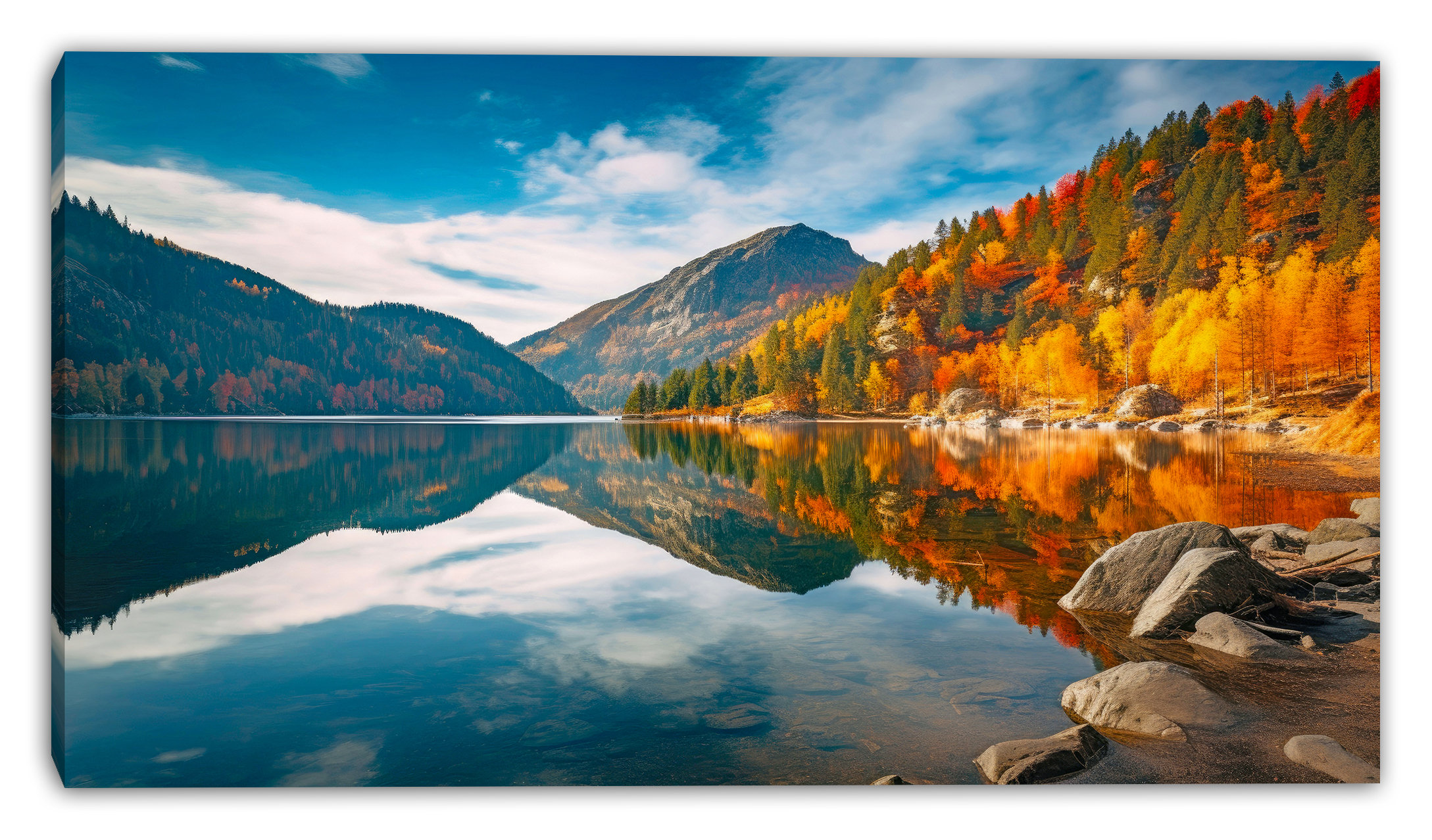 Union Rustic Autumn Mirror Peak Wrapped Canvas Wall Art | Wayfair