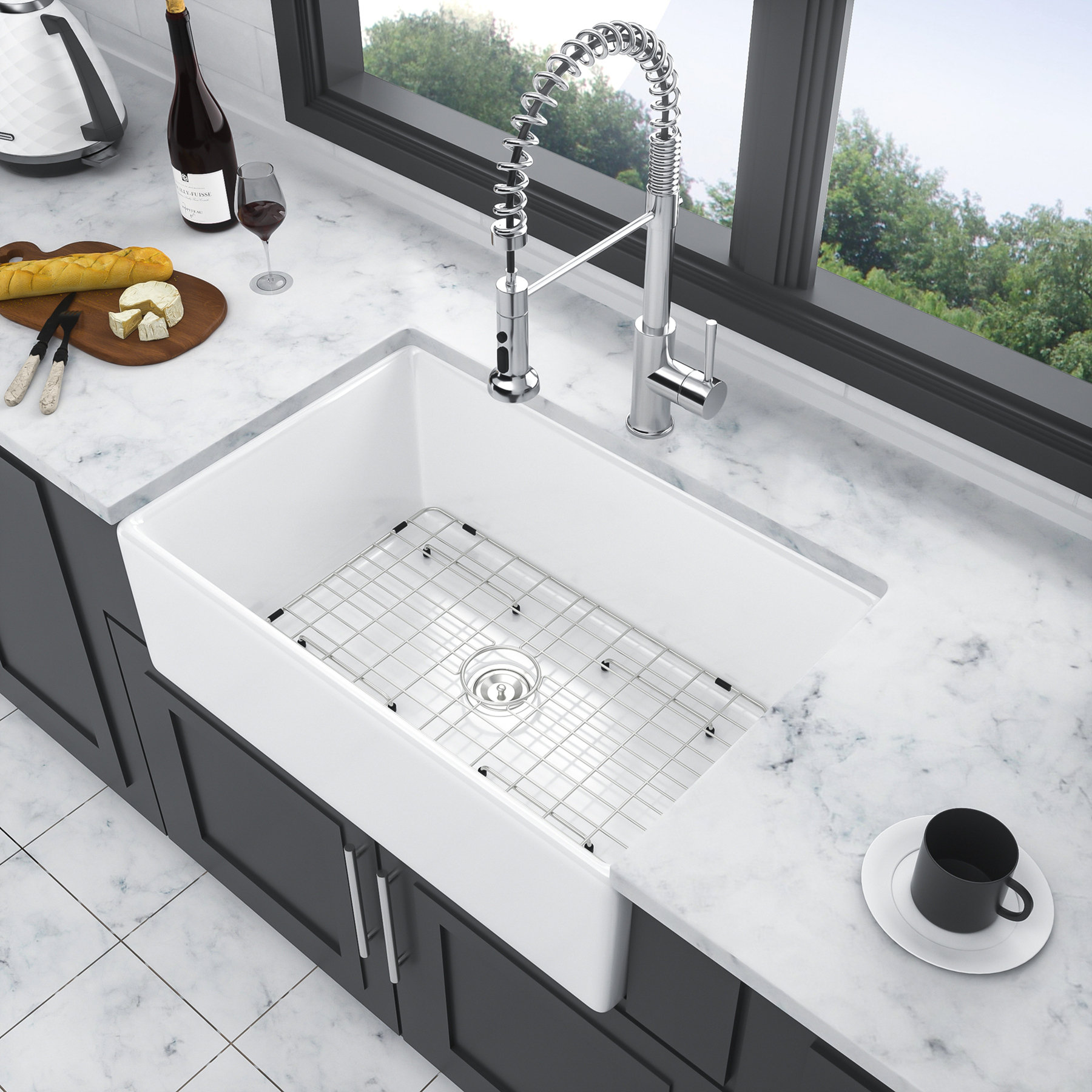 Dmond Reversible Ceramic Farmhouse Sink - Versatile Design | Wayfair
