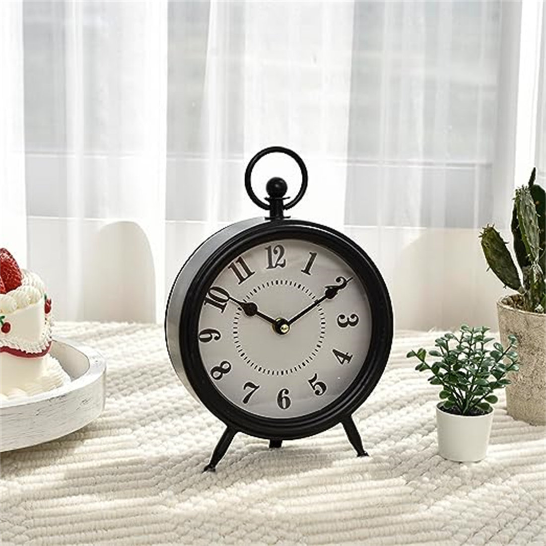 Alcott Hill® Analog Metal Quartz Tabletop Clock in | Wayfair