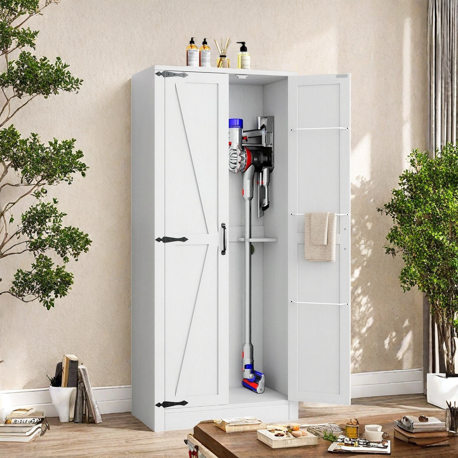 WFX Utility™ 23.6" W Wood Storage Cabinet Cleaning Tool Cabinet | Wayfair