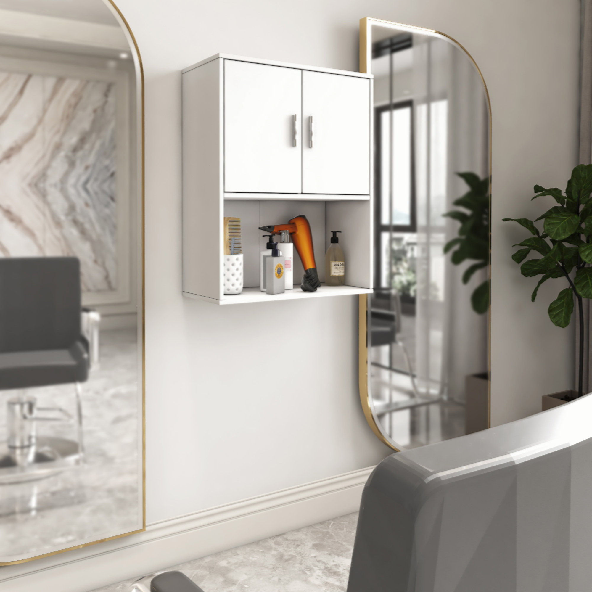 Latitude Run® Wall Mounted Barber Shampoo Station Storage Cabinet Salon ...