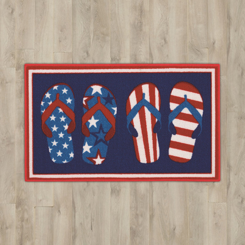 Charlton Home® Amberwood "Flip Flops" Hand-Tufted Navy Area Rug | Wayfair