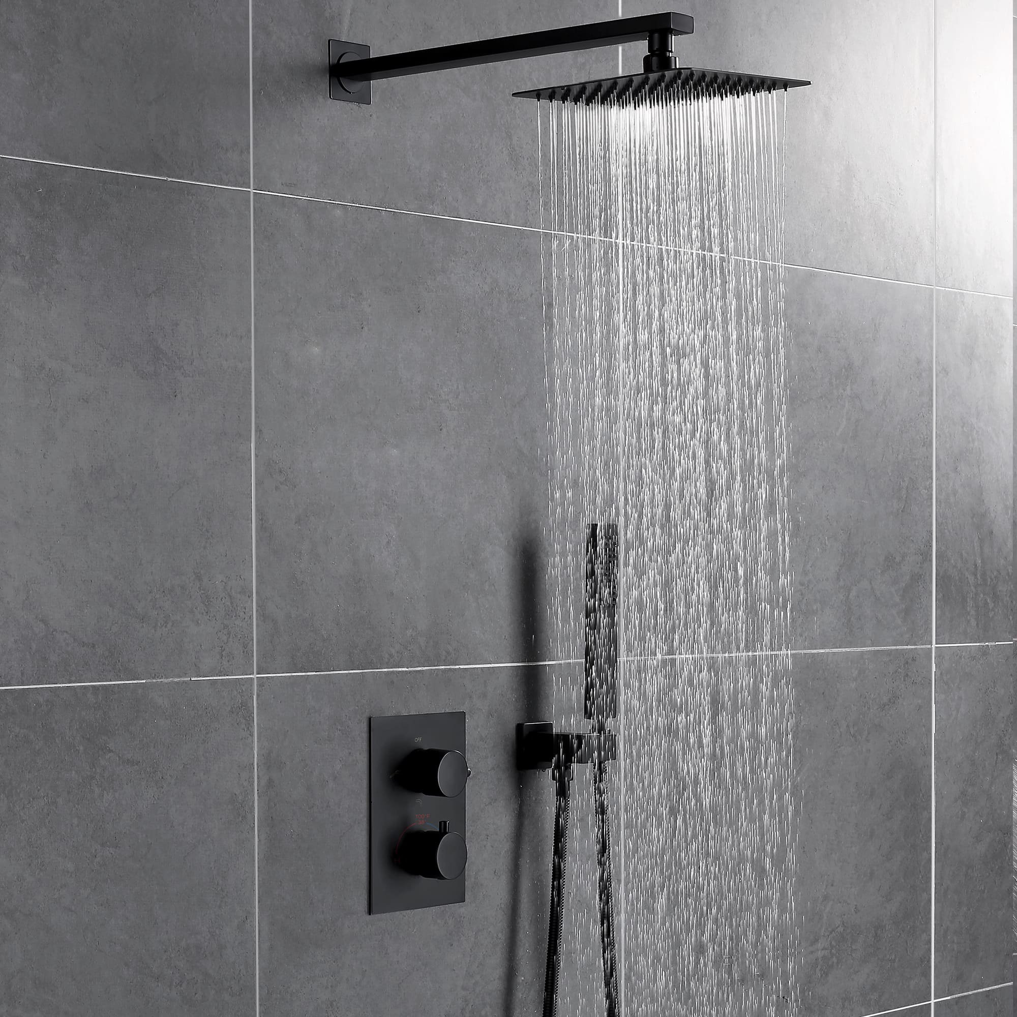 KIKO HOME Wall Mounted Thermostatic Shower System With Hand Shower 2 ...