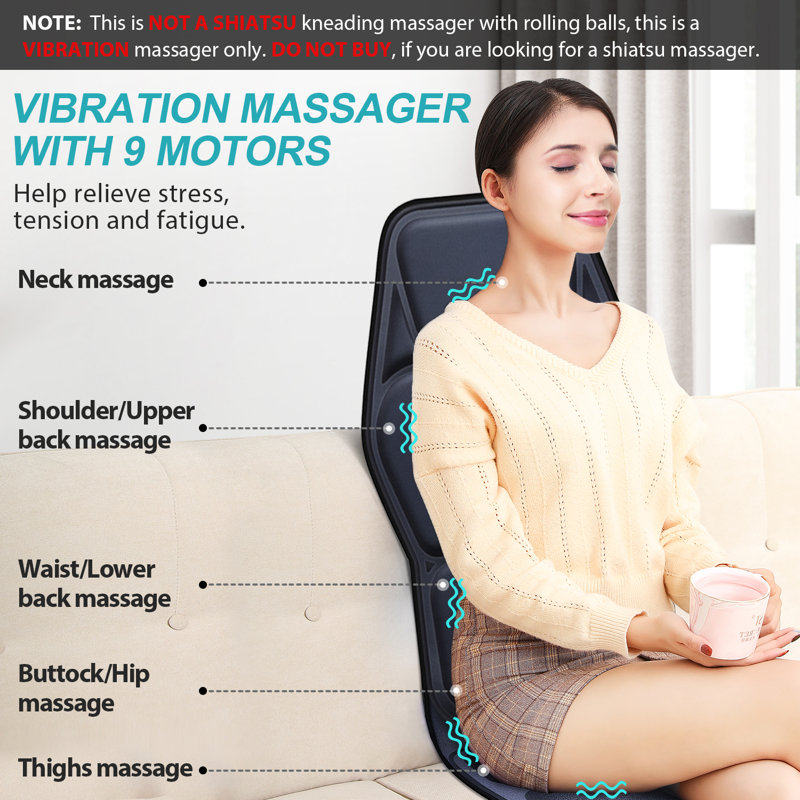 Inbox Zero Hodess Premium Vibration Massage Chair Pad with Heat ...