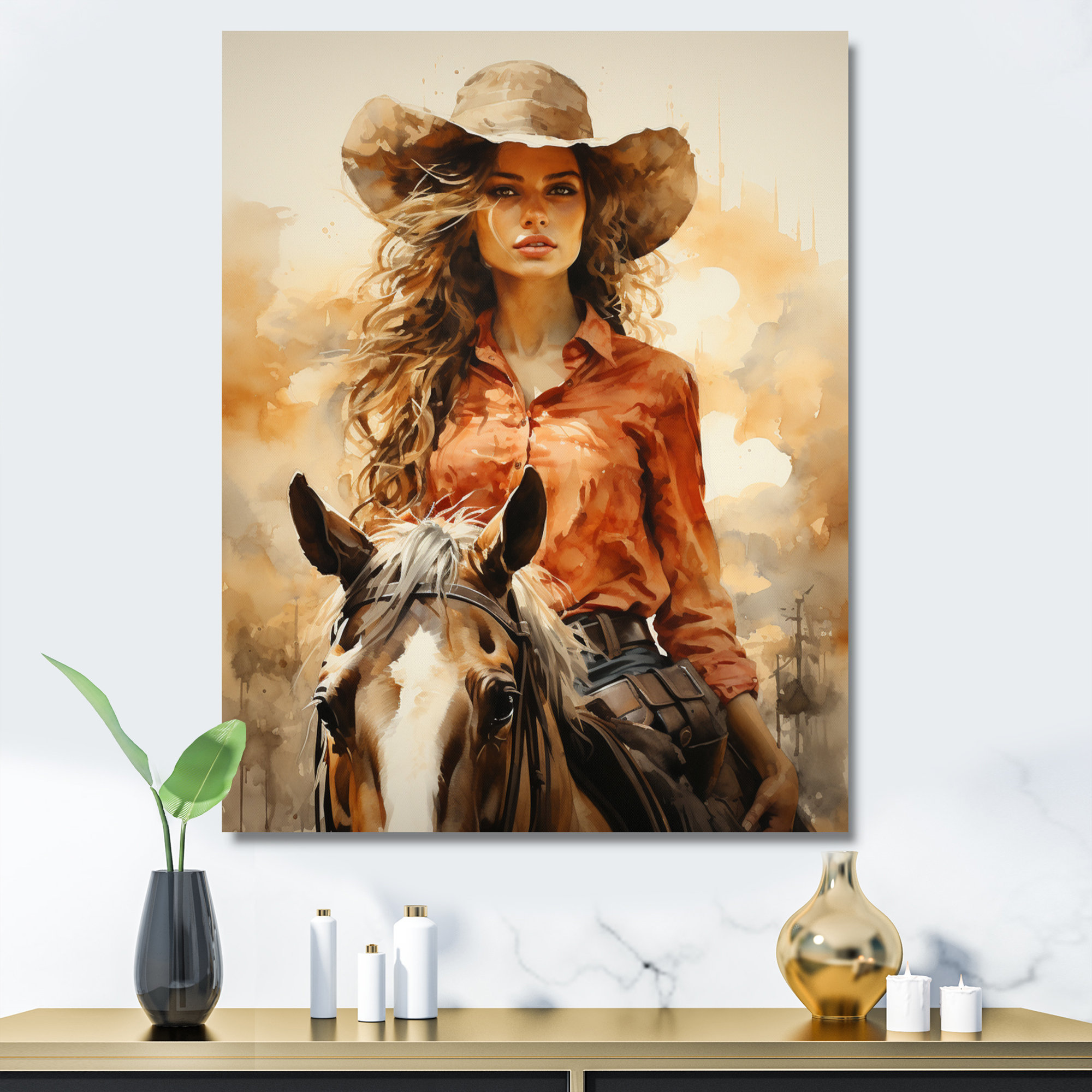 Union Rustic Artair Cowboy Sunset Roundup Cowboys - Cowboys Framed Wall ...