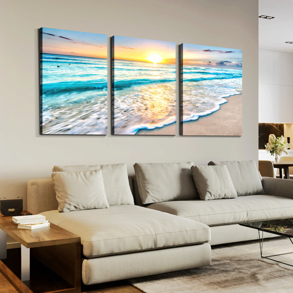 Dovecove Sea Wave - 3 Piece Print on Canvas | Wayfair